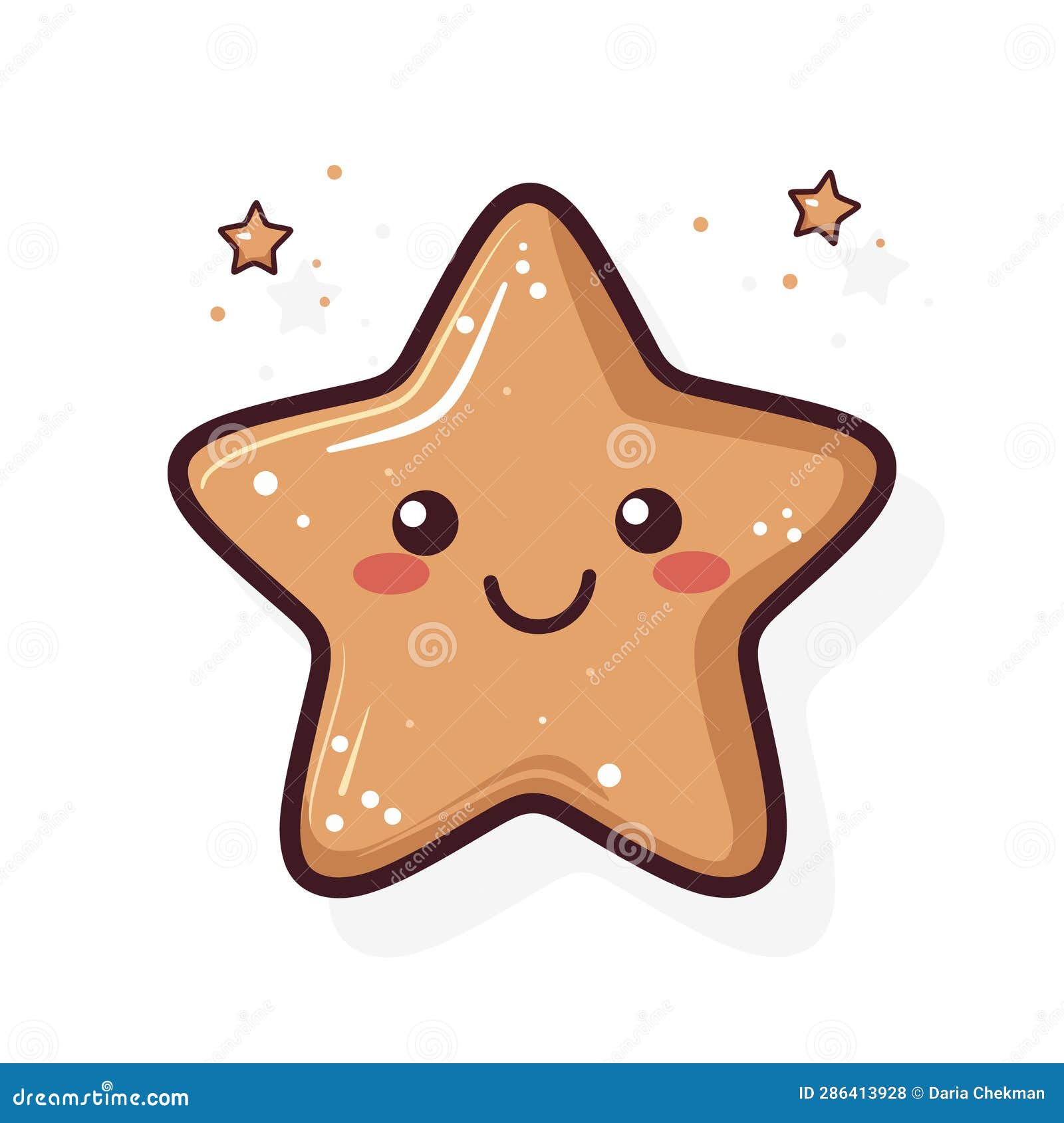 Cute Star in Cartoon Style Isolated on White Background. Vector ...