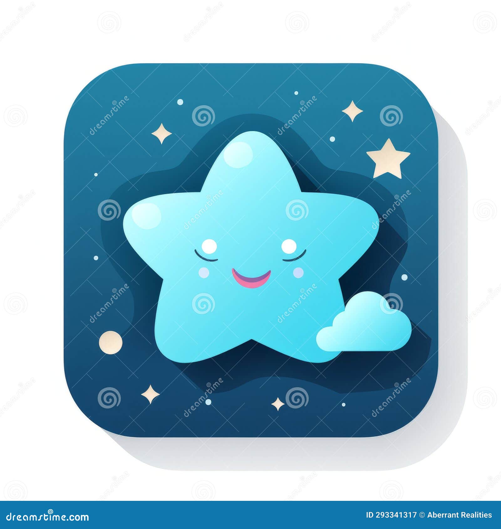 A Cute Star Icon on a Blue Background Stock Illustration - Illustration ...