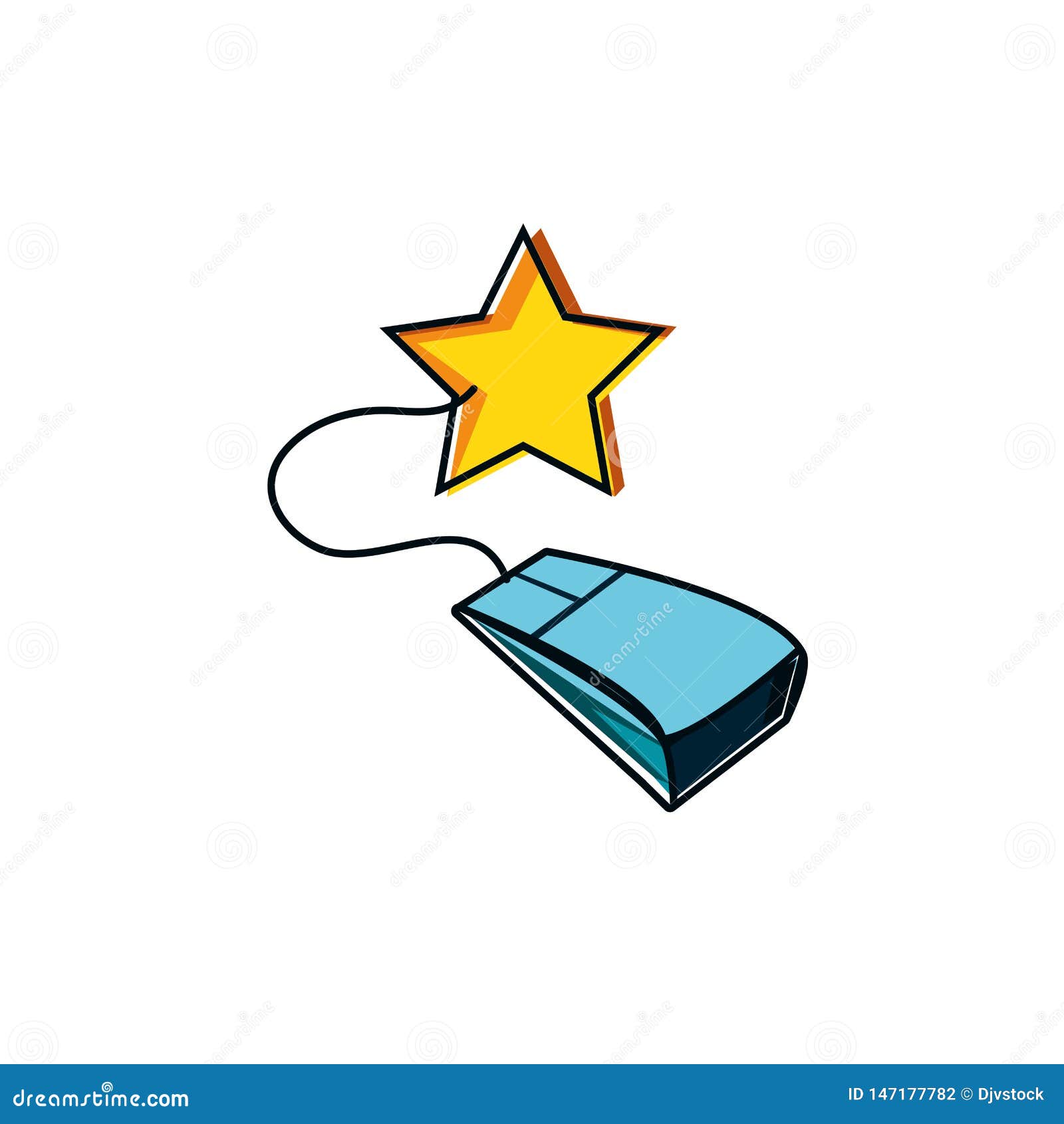 Cute Star with Mouse Device Stock Illustration - Illustration of trendy ...
