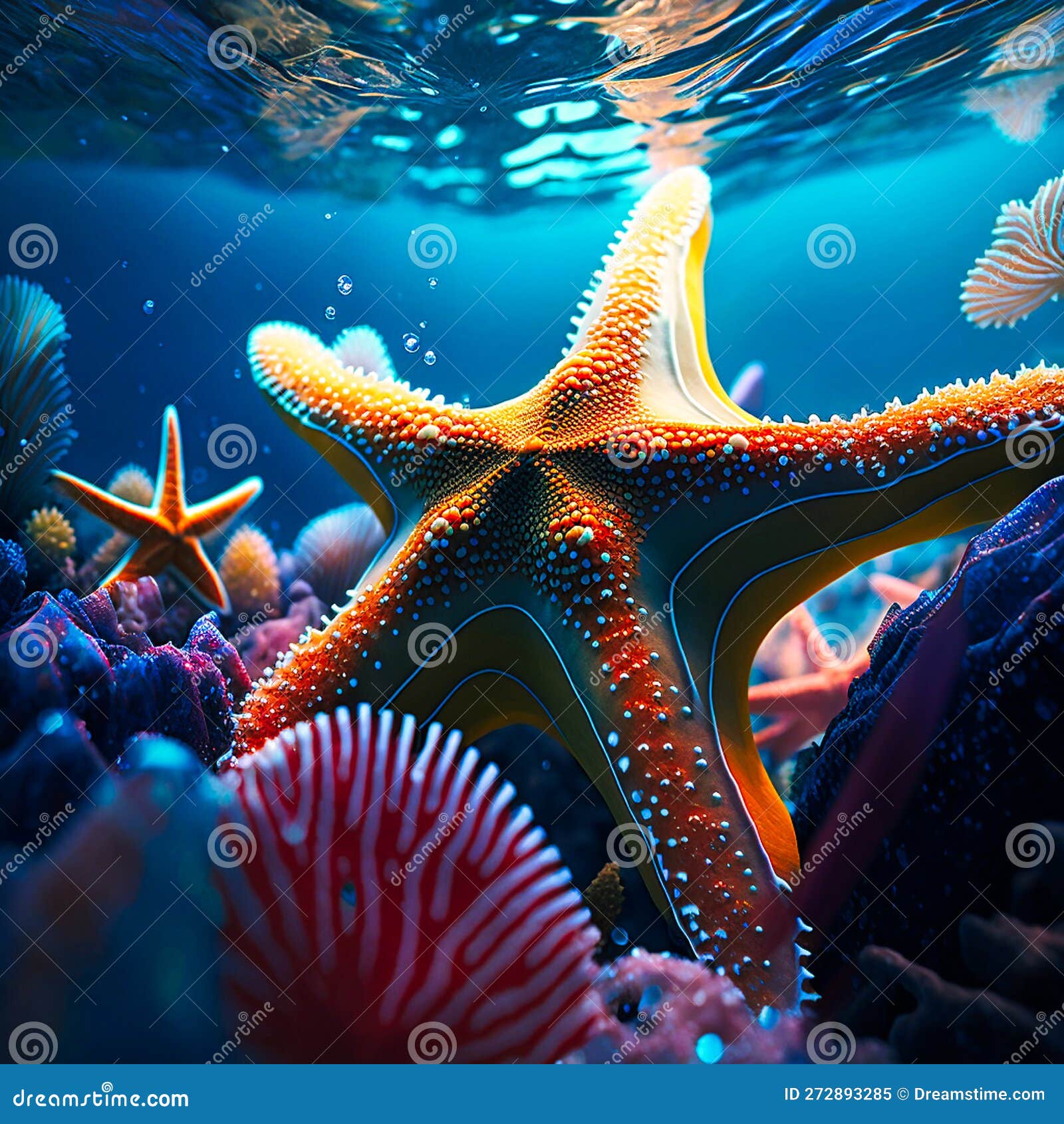 Cute Starfish Underwater, Generative AI Stock Illustration ...
