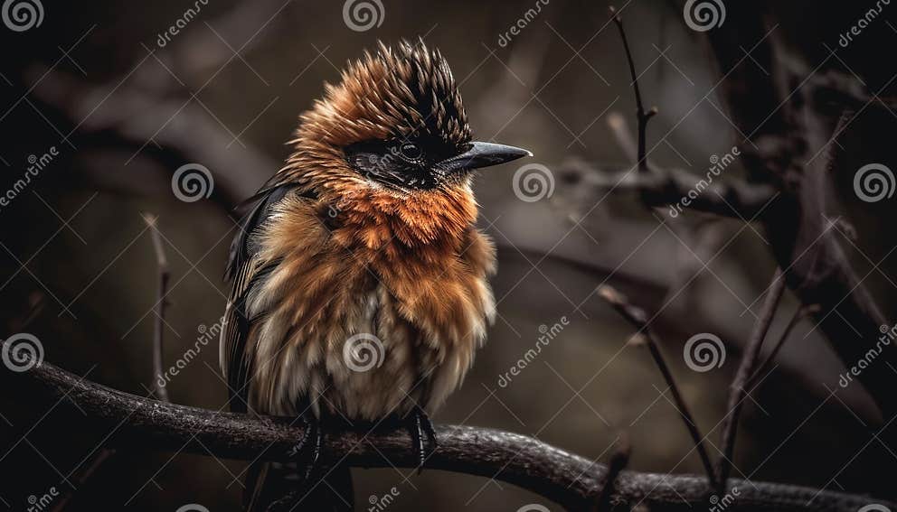 A Cute Starling Perching on a Branch, Looking at Camera Generated by AI ...
