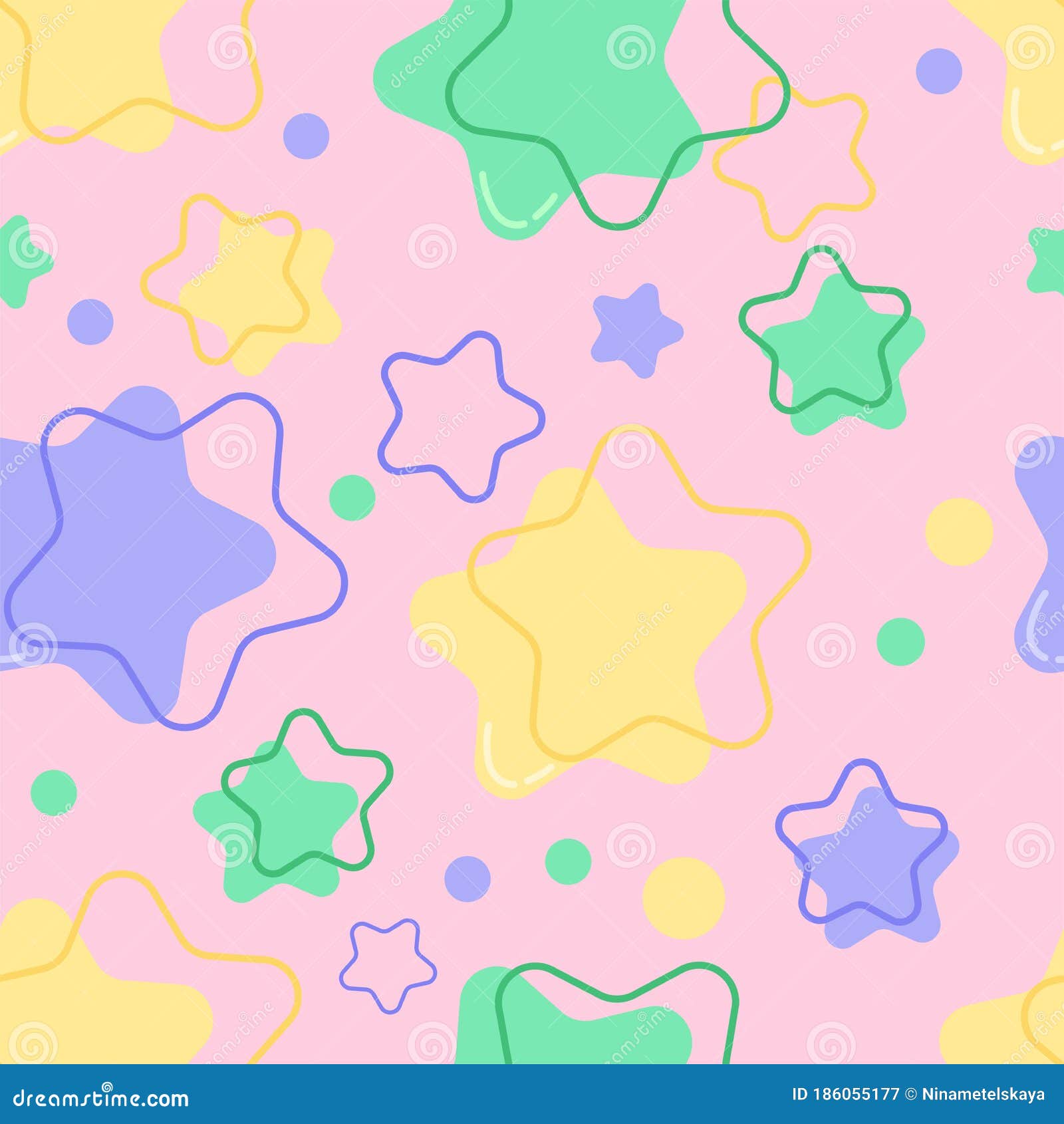 Cute Stars, Outlines and Dots Stock Vector - Illustration of seamless ...
