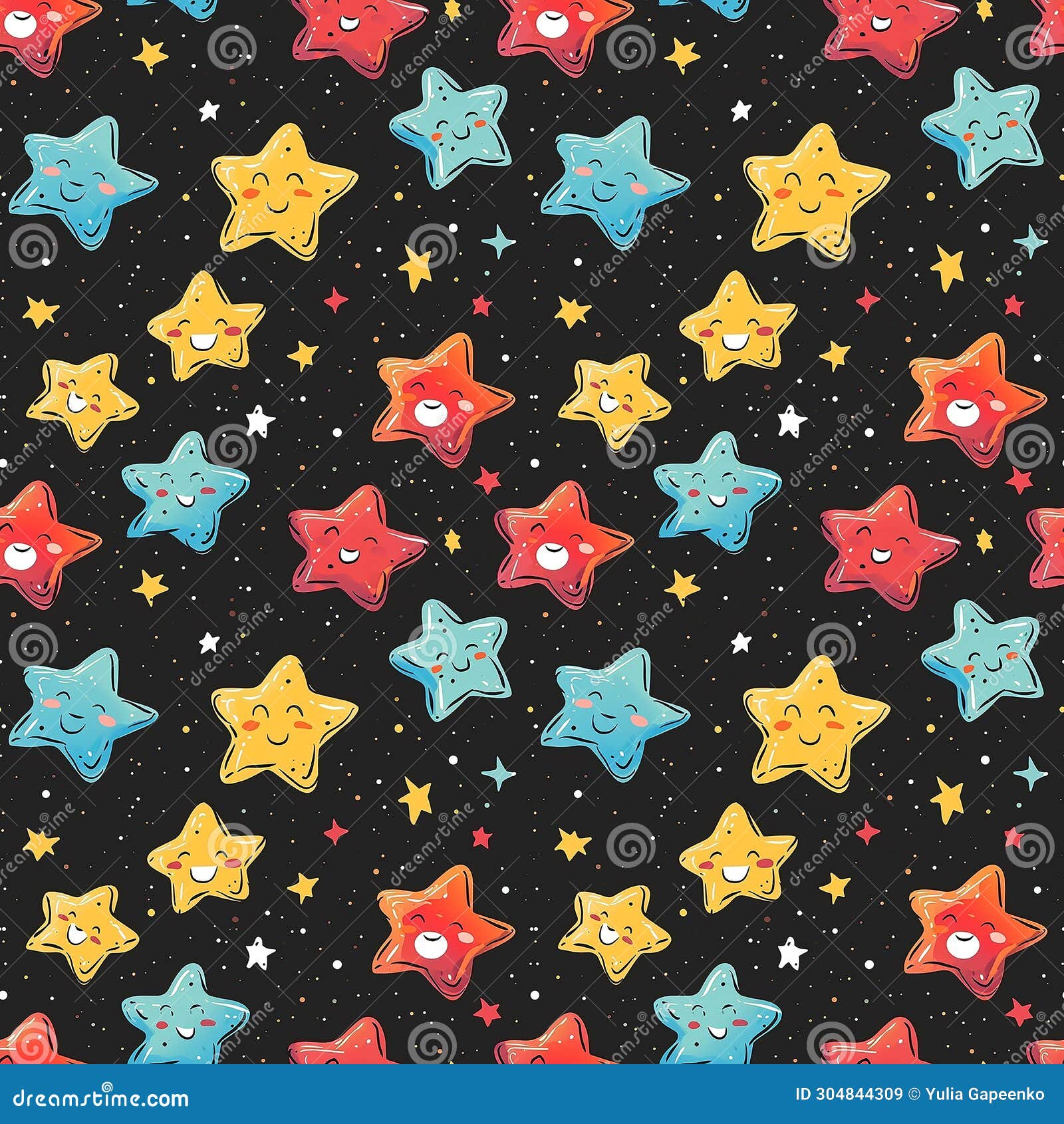 Cute Stars Seamless Pattern. Tile Stock Image - Image of repetition ...