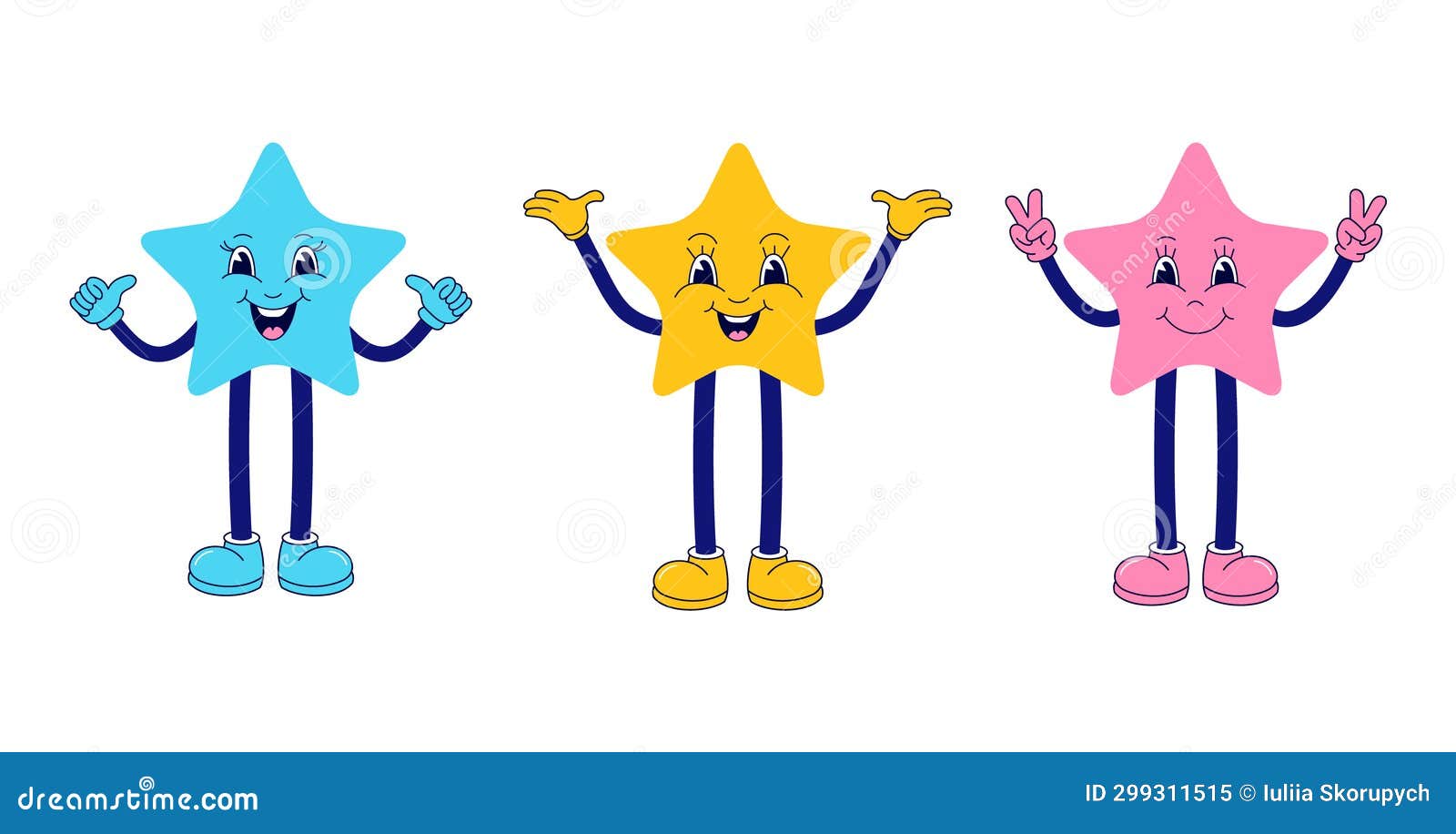 Cute Stars in a Simple Cartoon Style Stock Illustration - Illustration ...