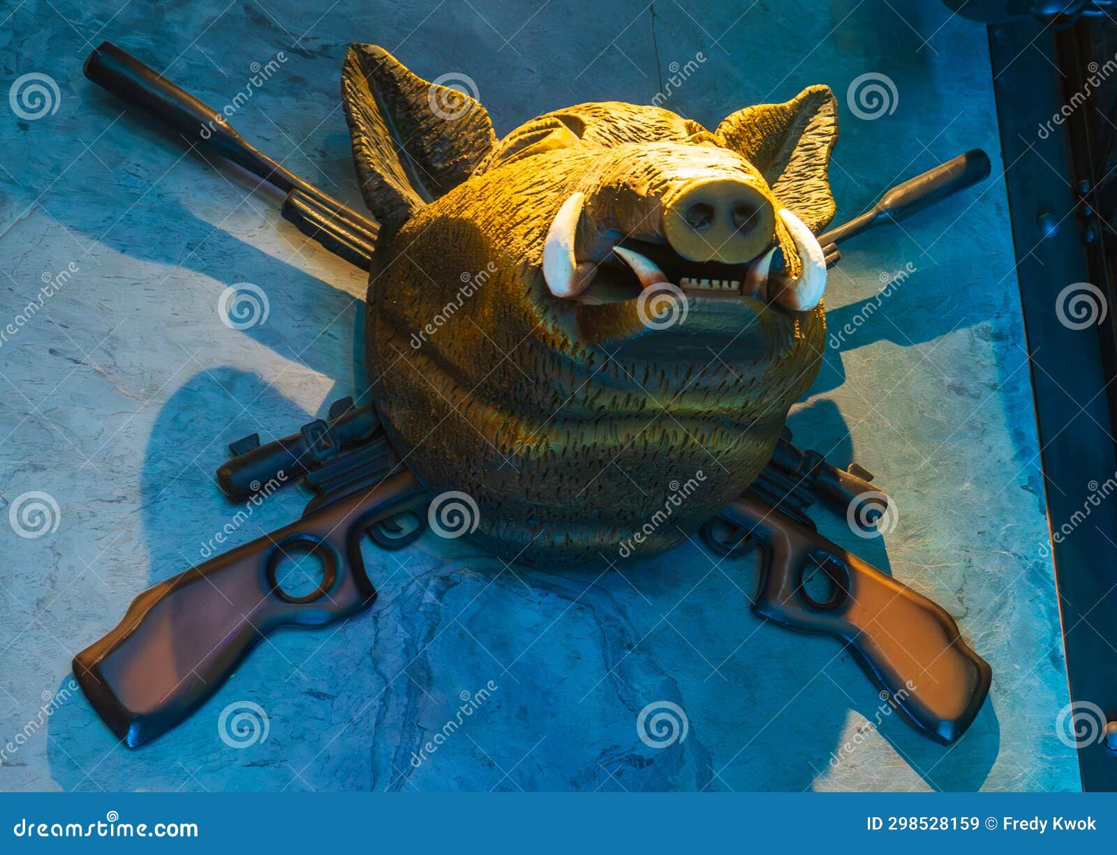 Cute Statue of a Pig with a Gun Stock Image - Image of landmark, piggy ...