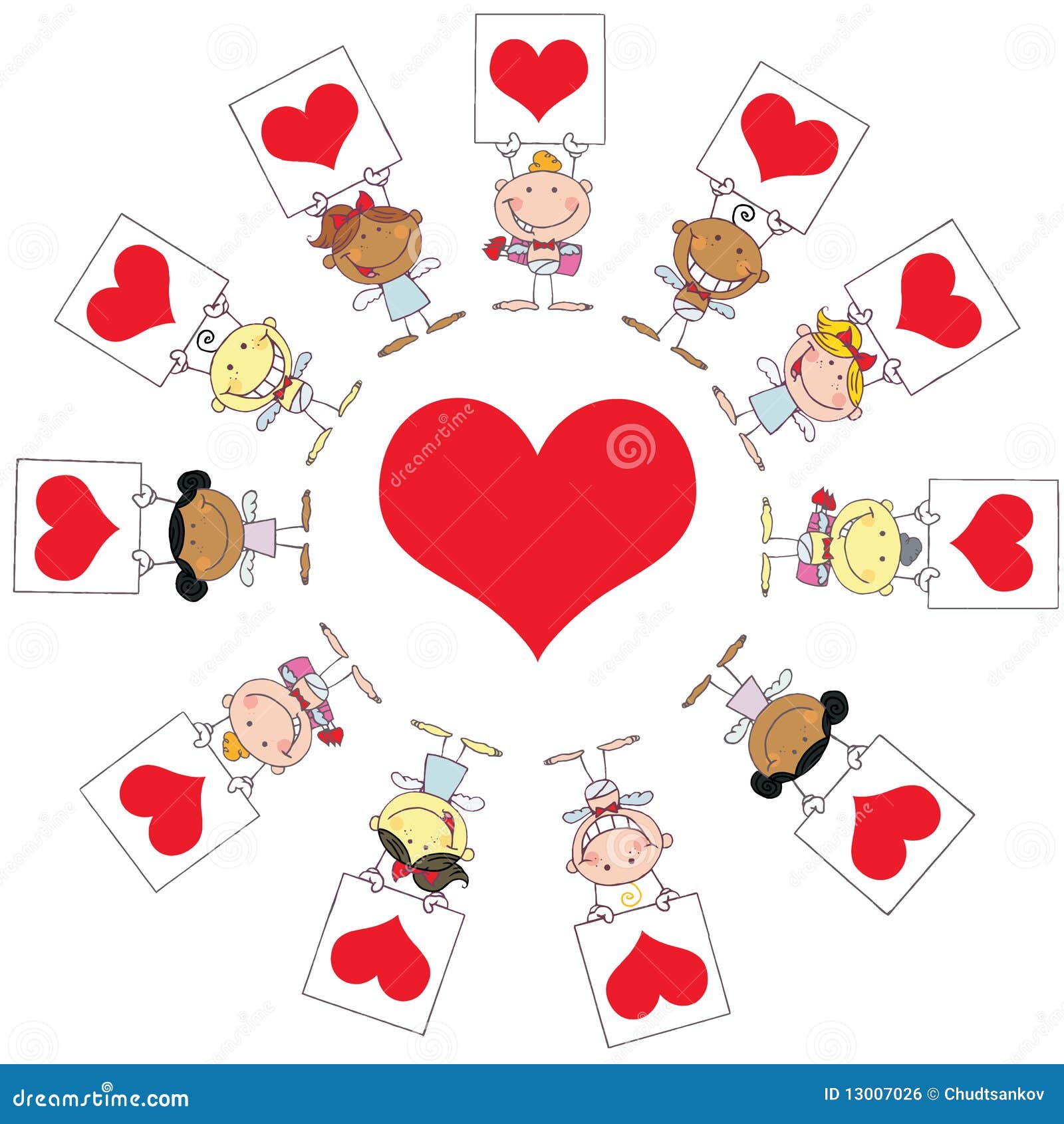 Cute Stick People Holding Hands Royalty-Free Cartoon | CartoonDealer ...