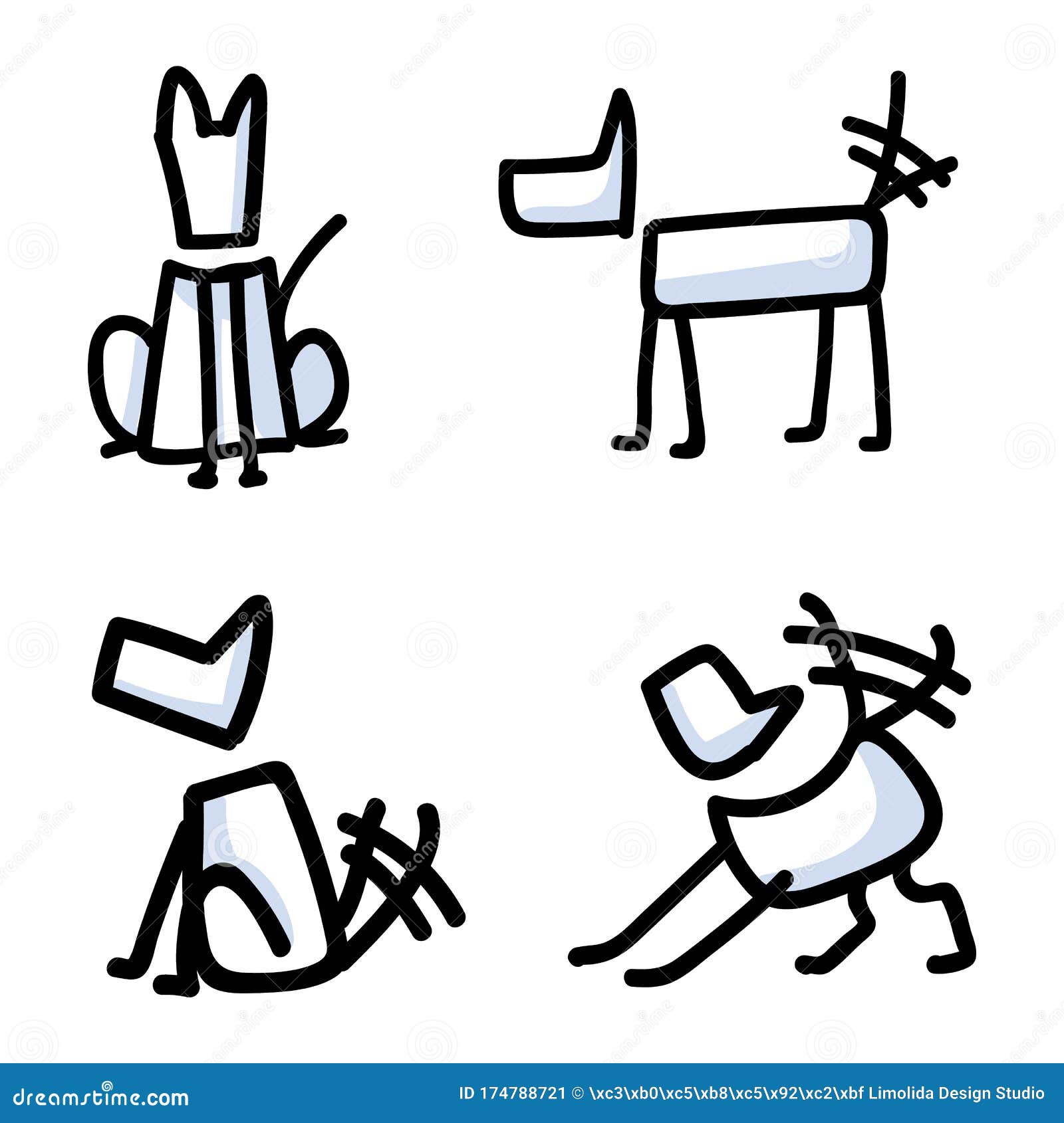 Cute Stick Figure Dogs Set Wagging Tail Vector Clipart. Bujo Bullet ... Cute Stick Figure Dogs Set Wagging Tail Vector Clipart. Bujo Bullet ...