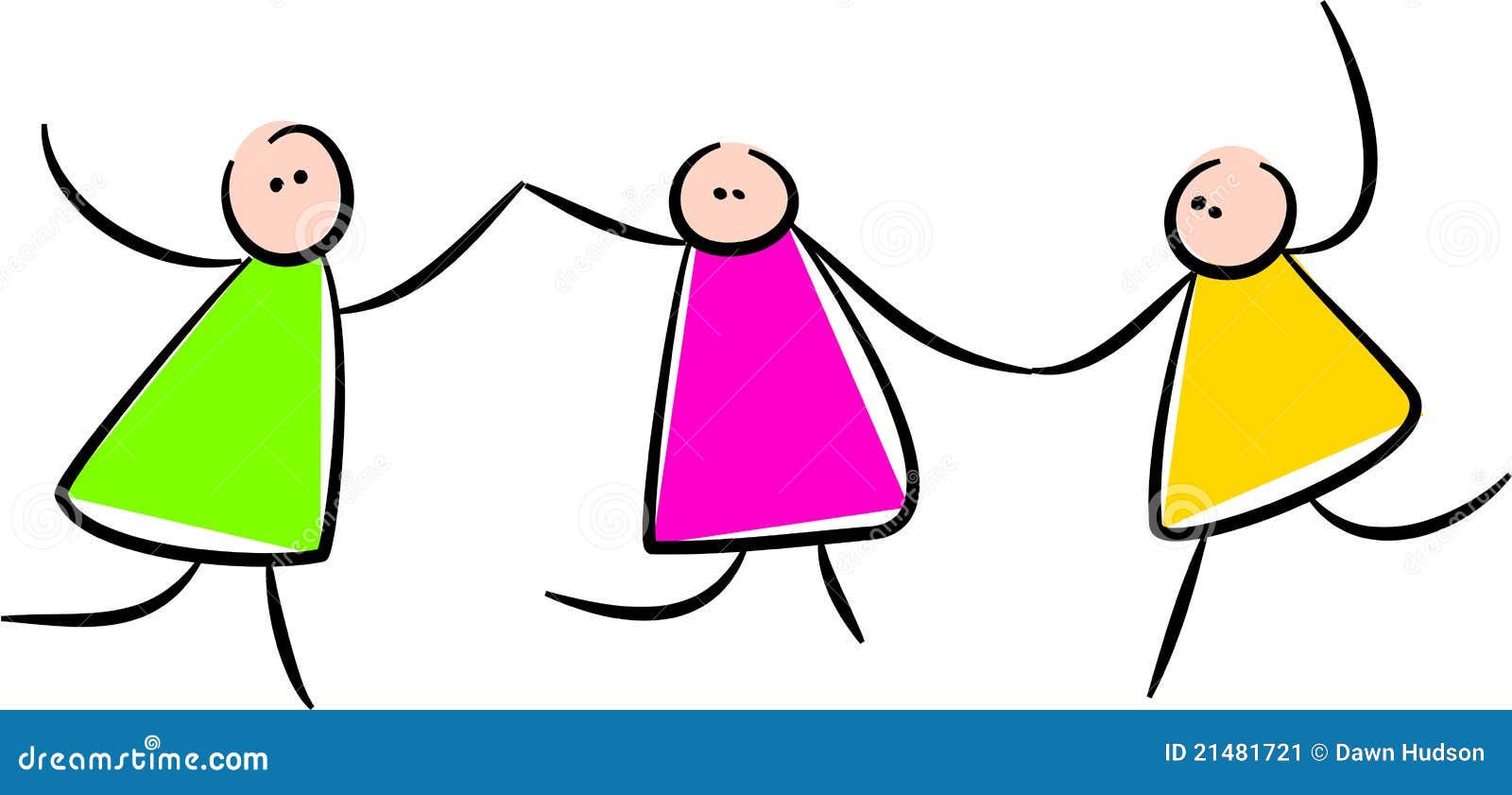 Cute Stick People Holding Hands Royalty Free Cartoon Cartoondealer