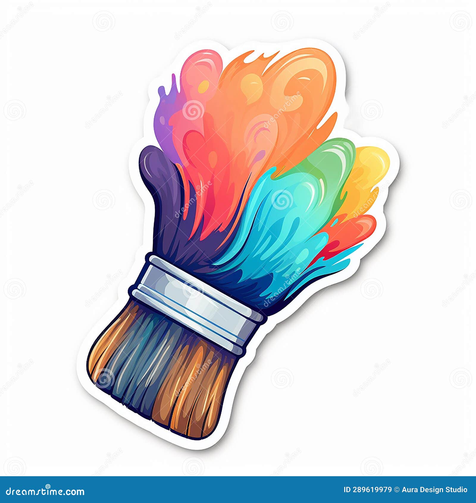 Cute Sticker of Paintbrush on White Isolated Background Stock ...