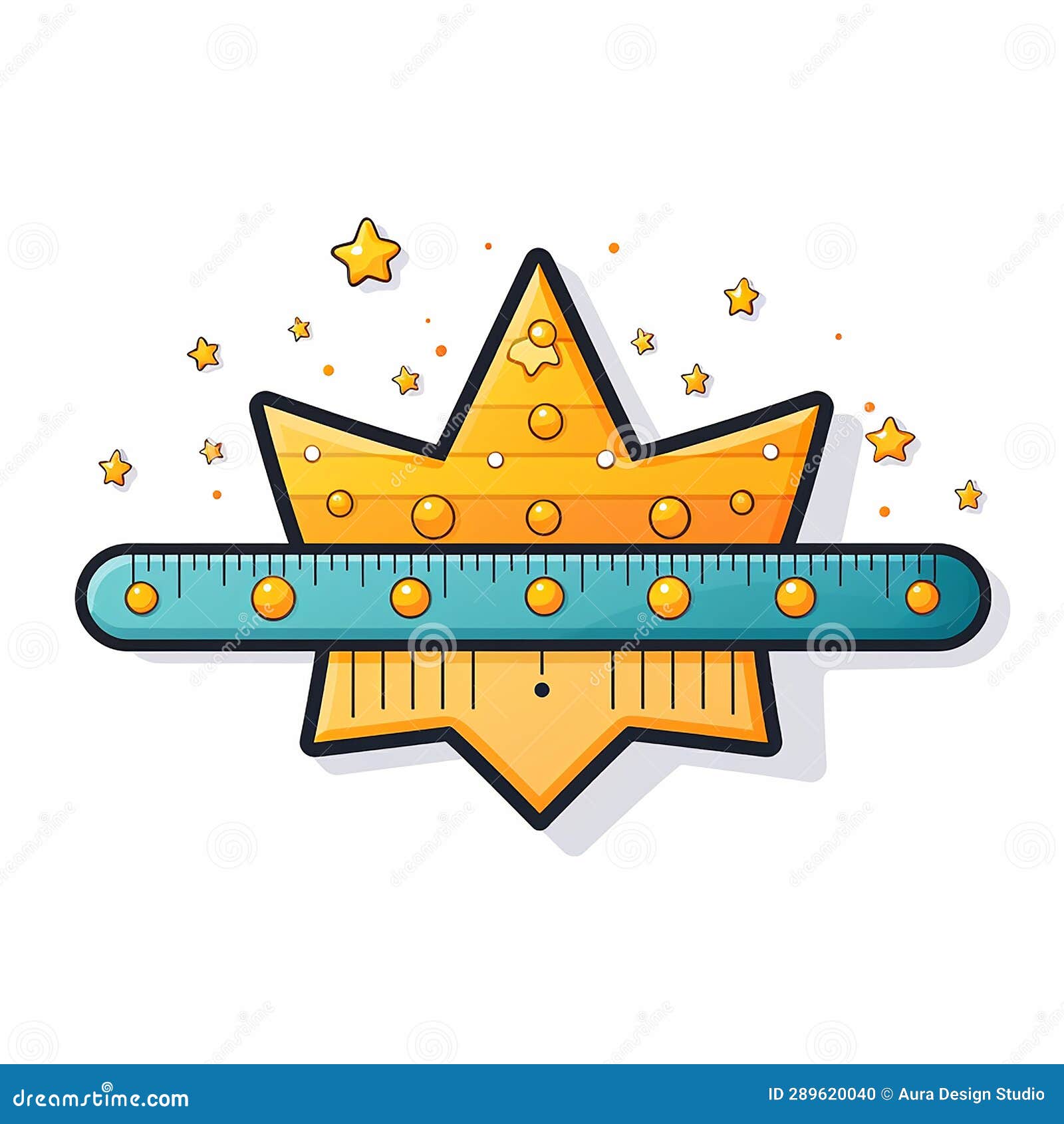 Cute Sticker of Ruler on White Isolated Background Stock Illustration ...