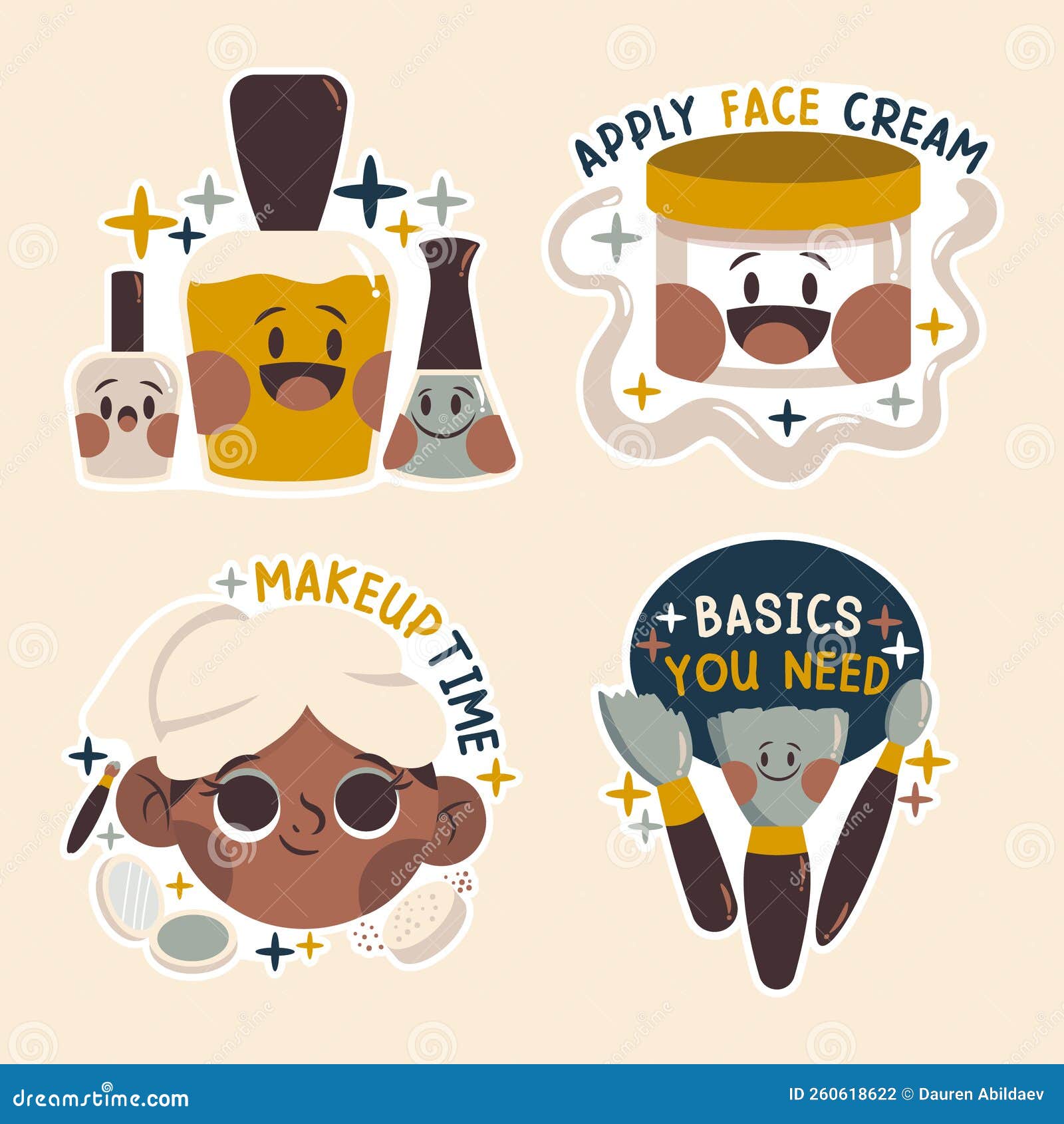 Cute Sticker Set Collection Vector Illustration. Stock Illustration ...
