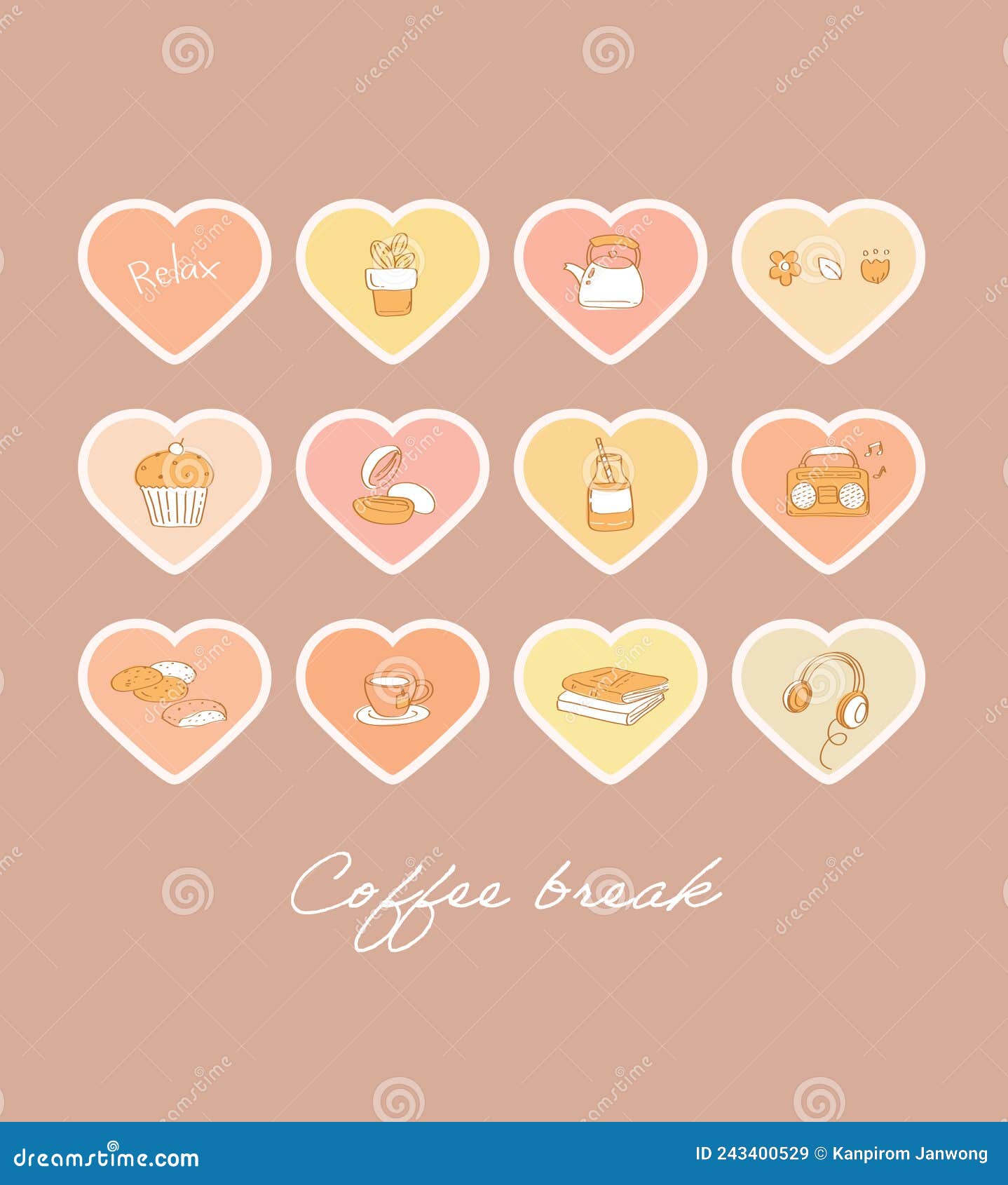 Cute Sticker Set Vector Graphic Template Stock Vector - Illustration of ...