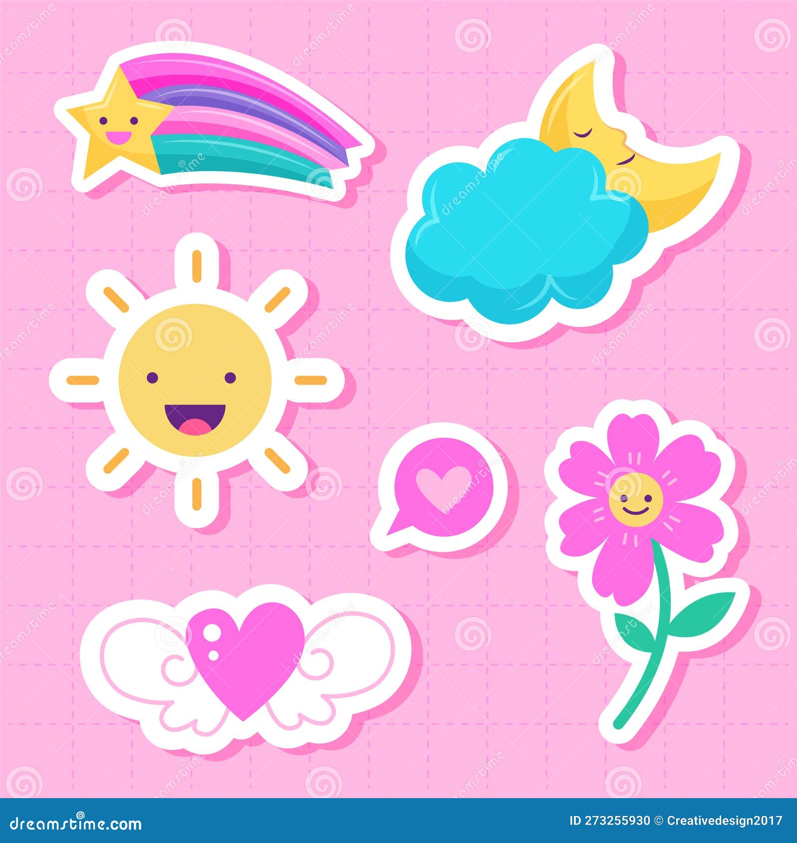 Cute stickers vector stock vector. Illustration of sweet - 273255930
