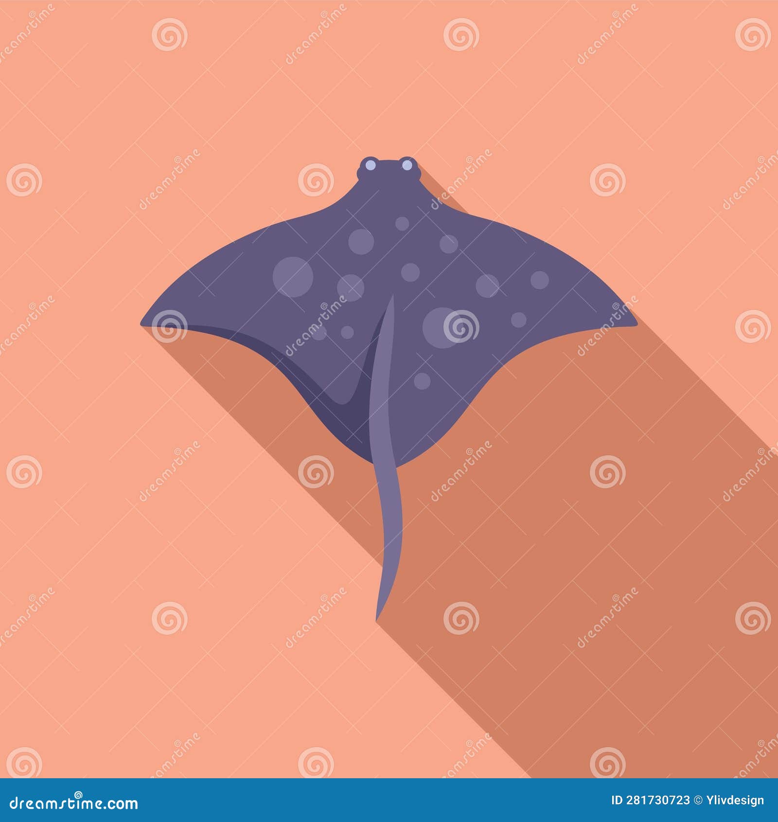 Cute Stingray Icon Flat Vector. Fish Animal Stock Vector - Illustration ...