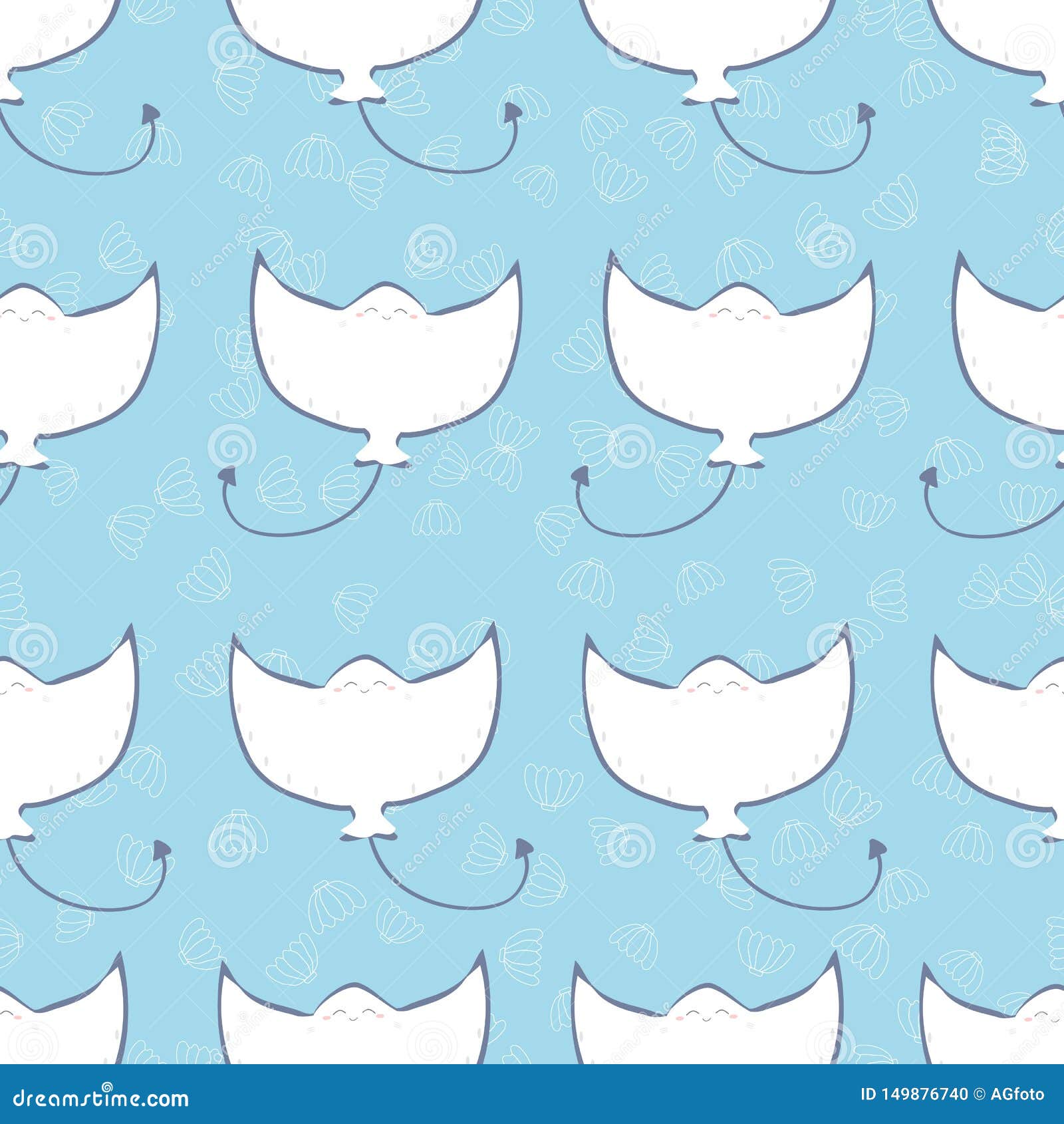 Cute stingray seamless stock vector. Illustration of nature - 149876740