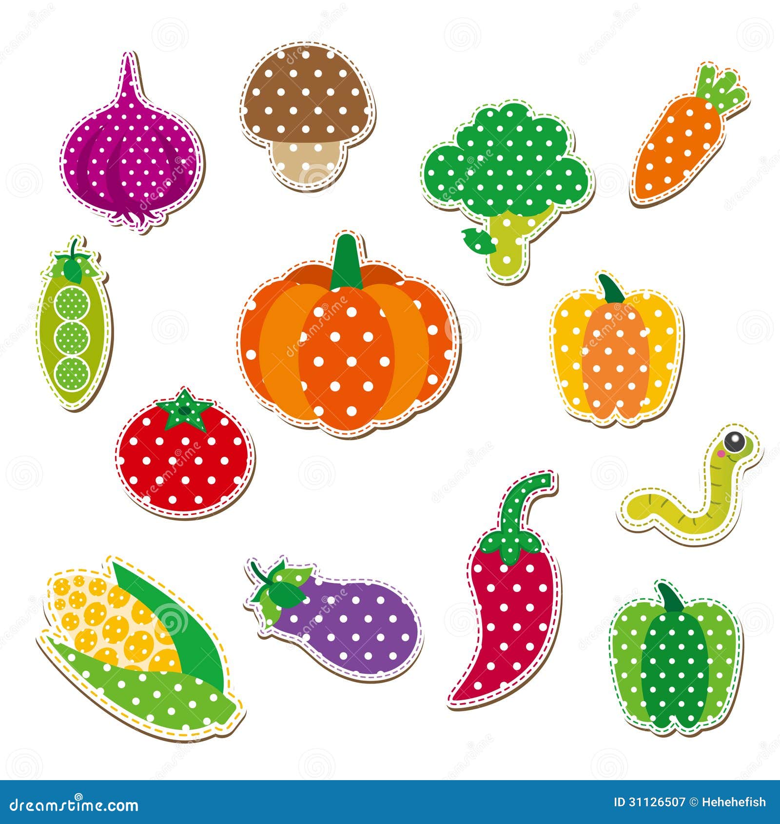 Cute Stitched Vegetable stock vector. Illustration of leaf - 31126507