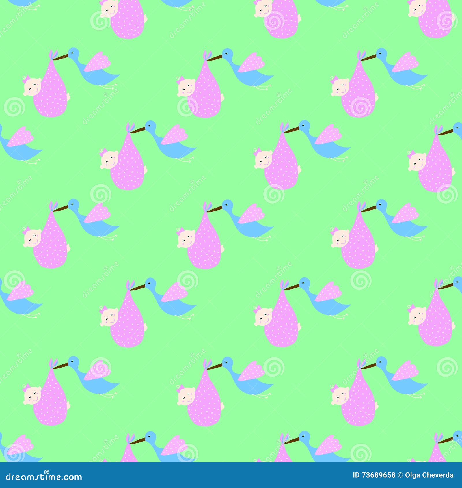 Cute stork with baby stock vector. Illustration of childhood - 73689658