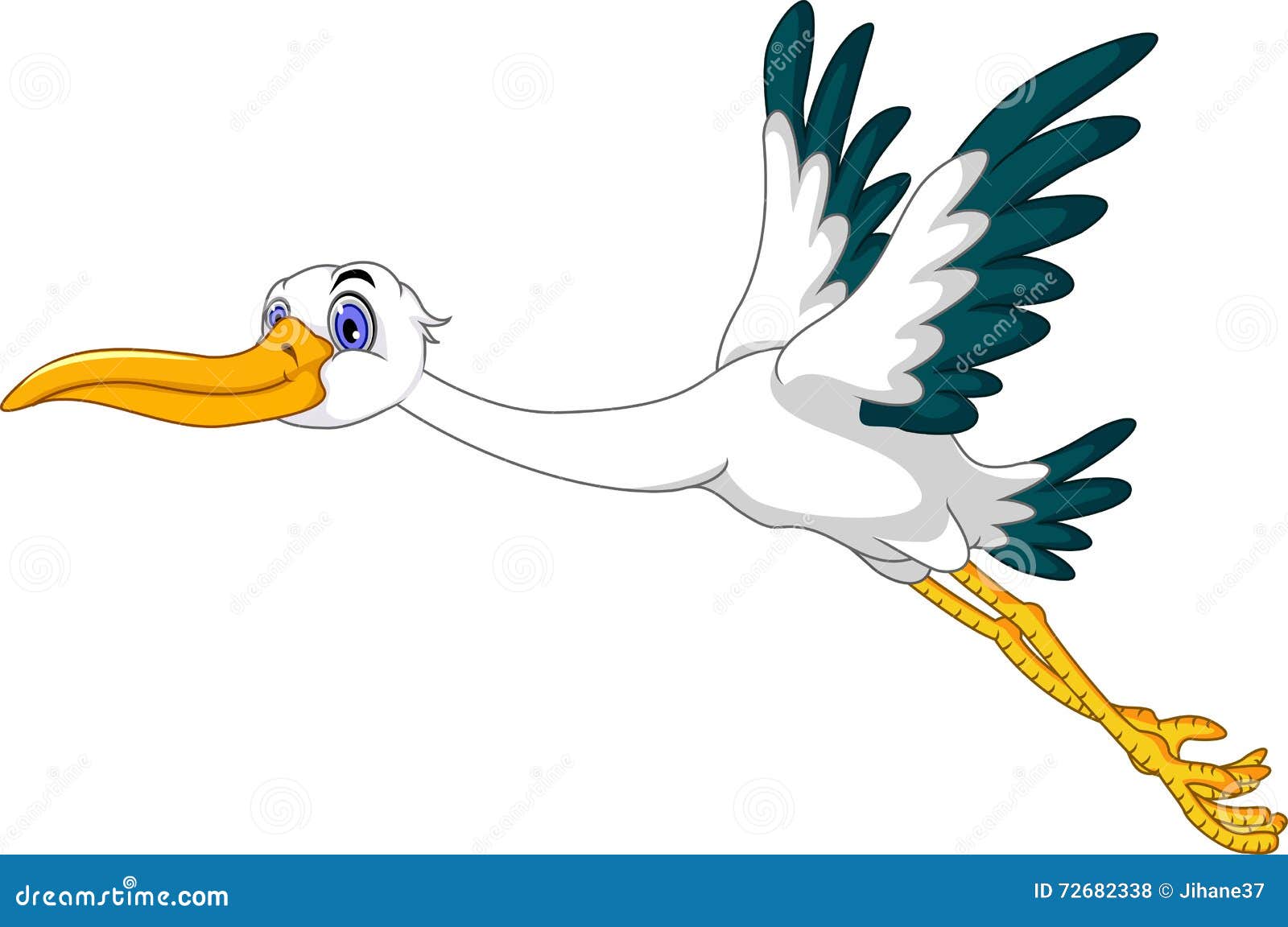 Stork Cartoon Pregnancy Myth Bird With Baby Vector Illustration ...