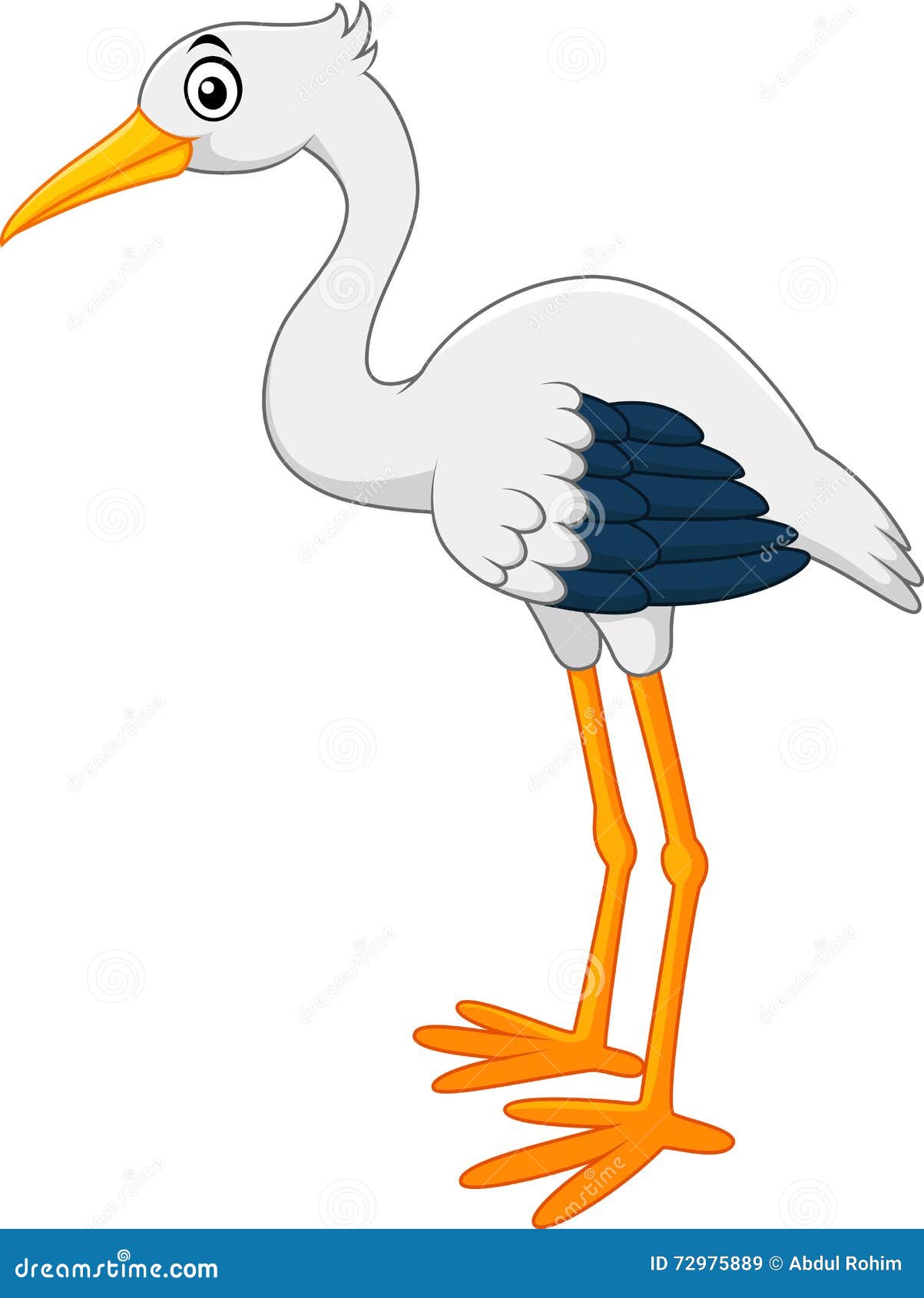 Cute stork cartoon stock vector. Illustration of cartoon - 72975889