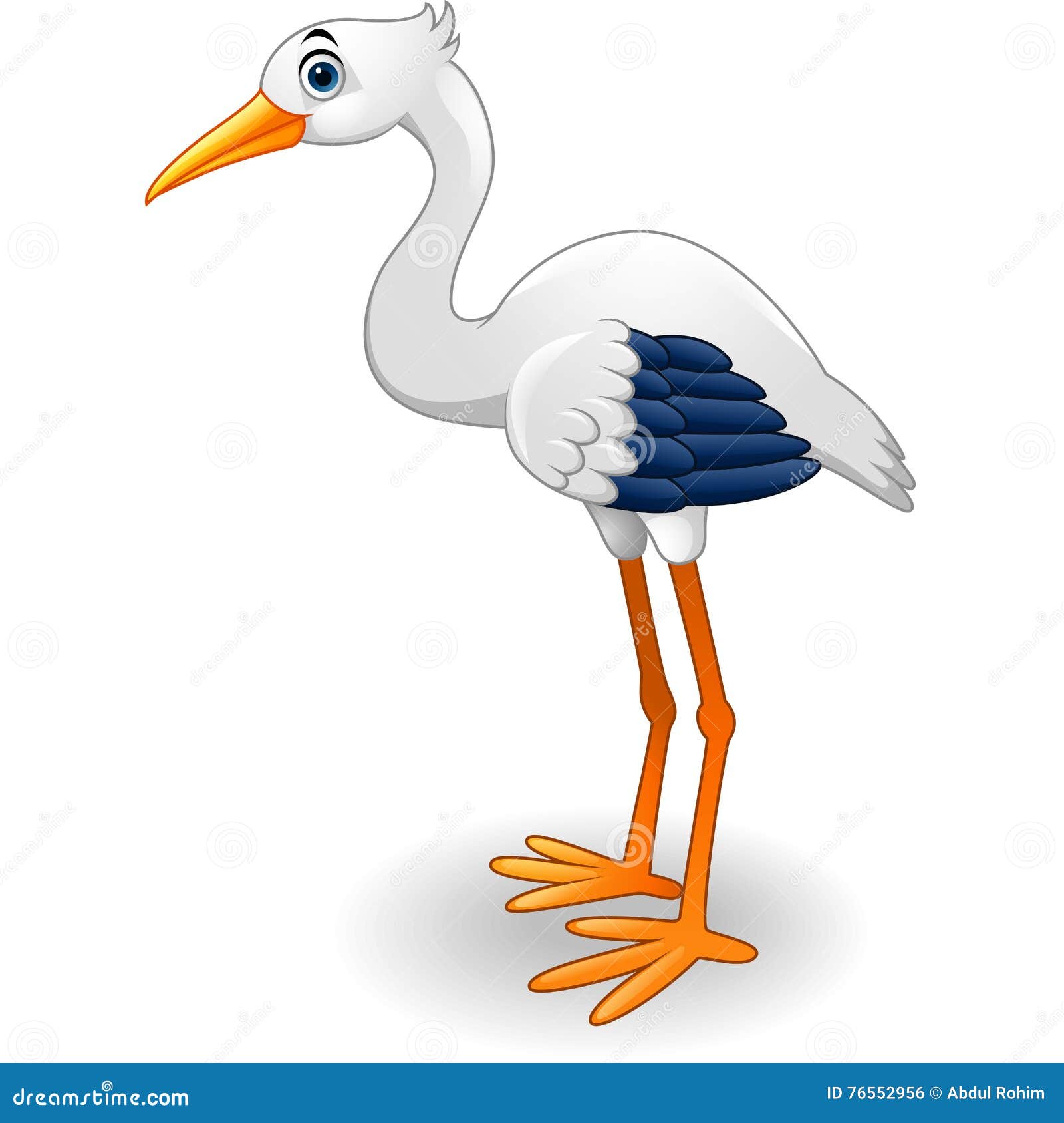 Cute stork cartoon stock vector. Illustration of elegant - 76552956