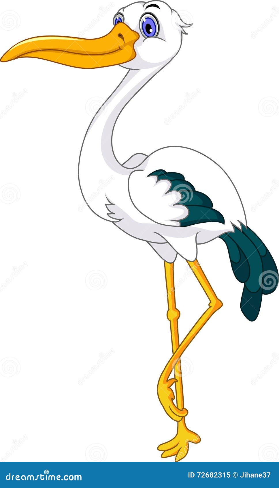 Cute stork cartoon posing stock illustration. Illustration of stork ...