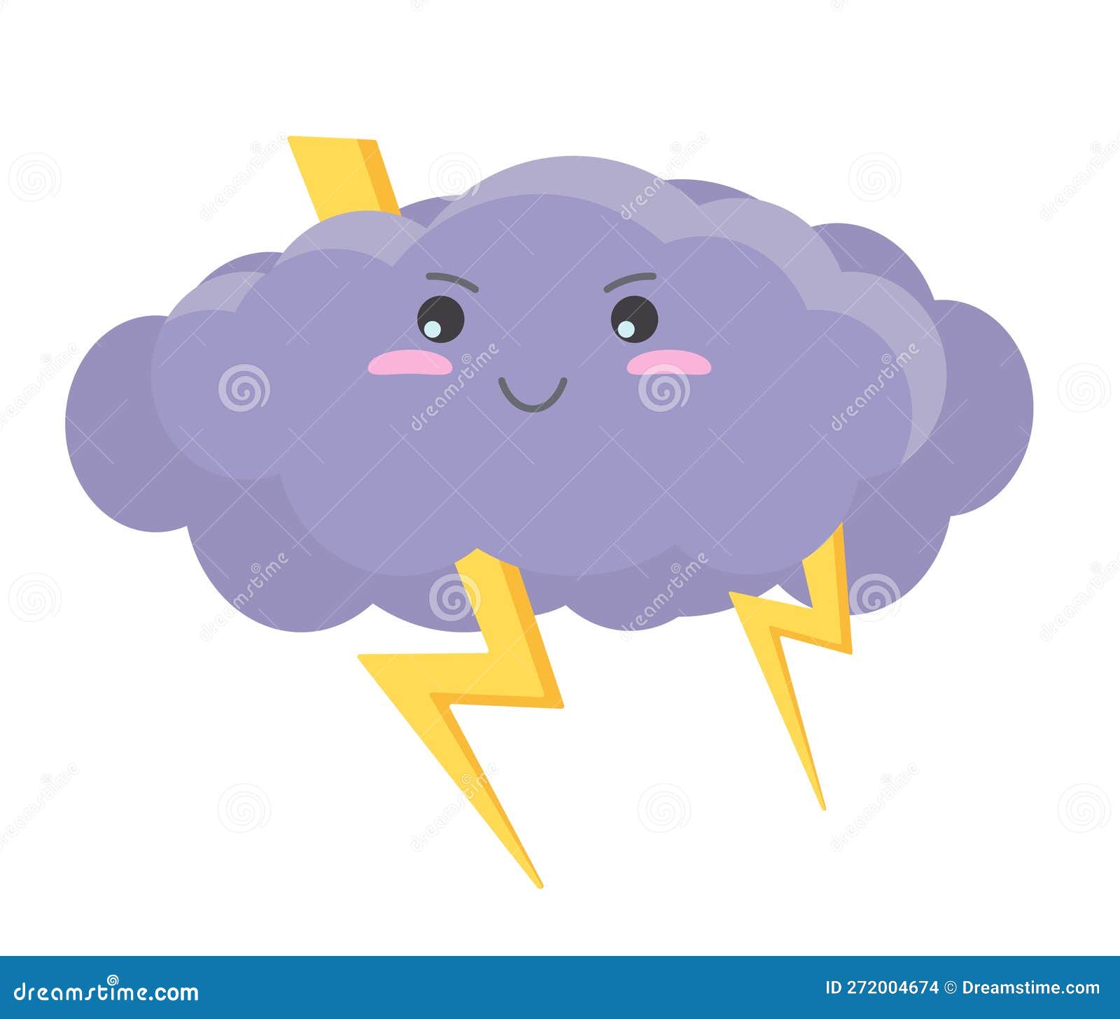 Cute storm cloud stock vector. Illustration of lightning - 272004674