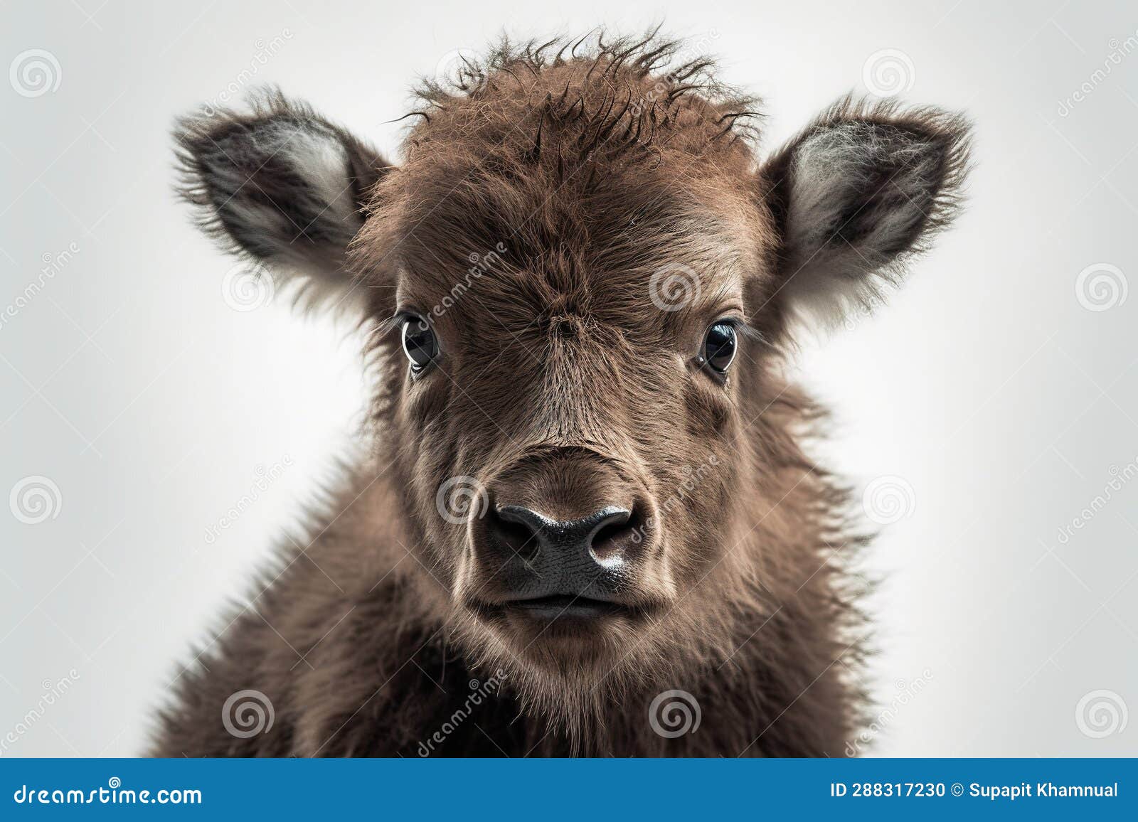 Cute Straight Face of Baby Bison Stock Illustration - Illustration of ...
