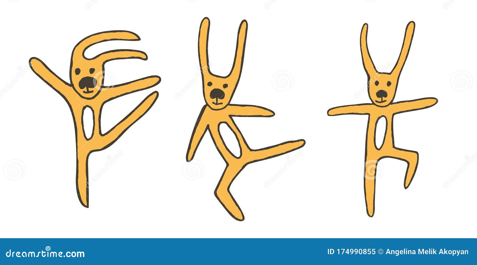 Cute Strange Weird Cartoon Rabbit Isolated on White Background. Vector ...