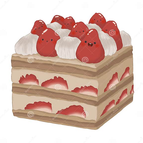 Sweet Delight: the Cute Strawberry Cake Stock Illustration ...
