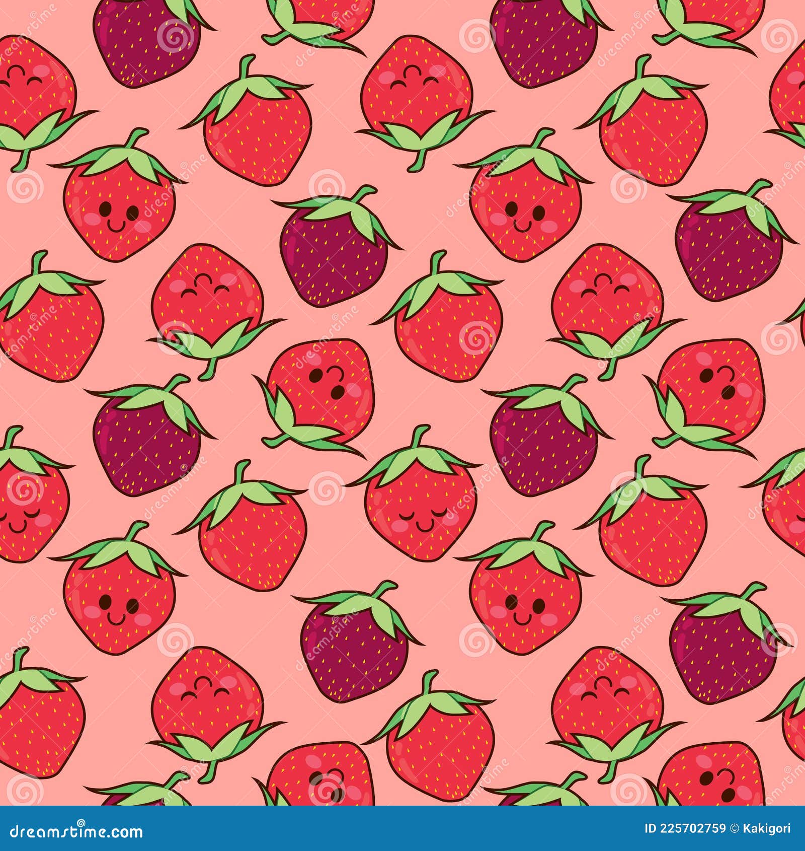 Cute Strawberry Character Pattern Stock Vector - Illustration of ...
