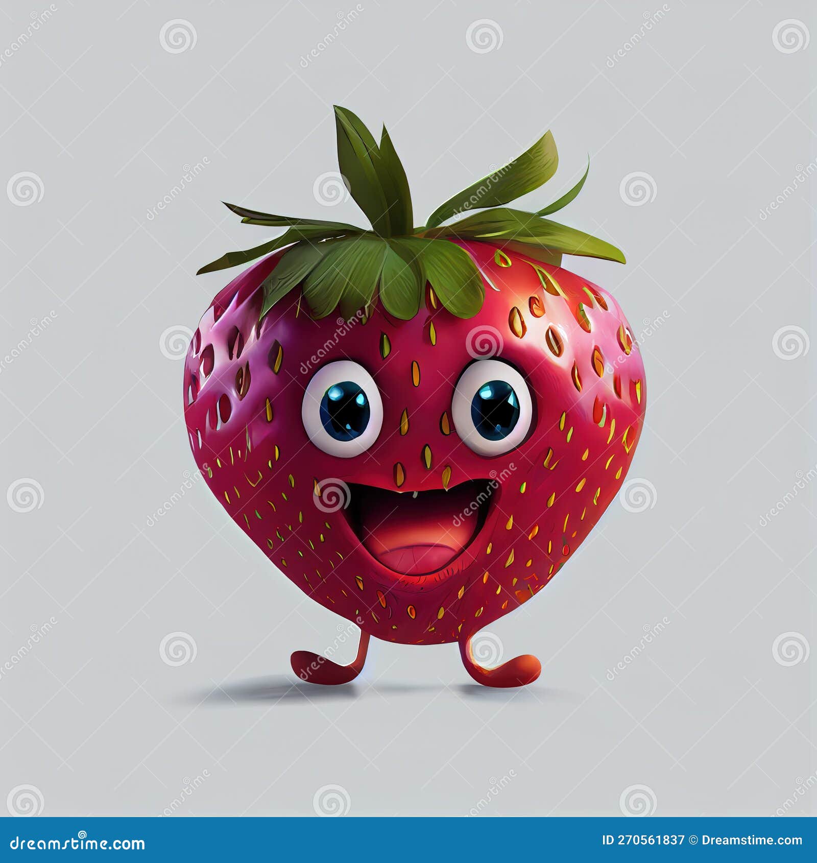 Generative AI: Cute Strawberry Character in Withe Background Stock ...