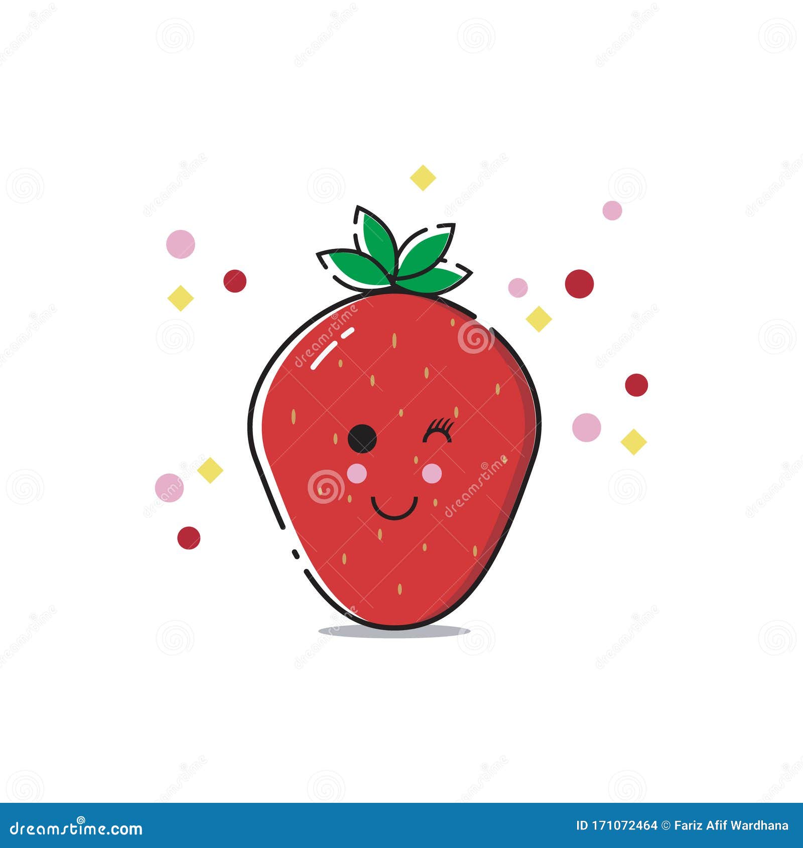 Cute Strawberry Fruit 02 stock vector. Illustration of background ...
