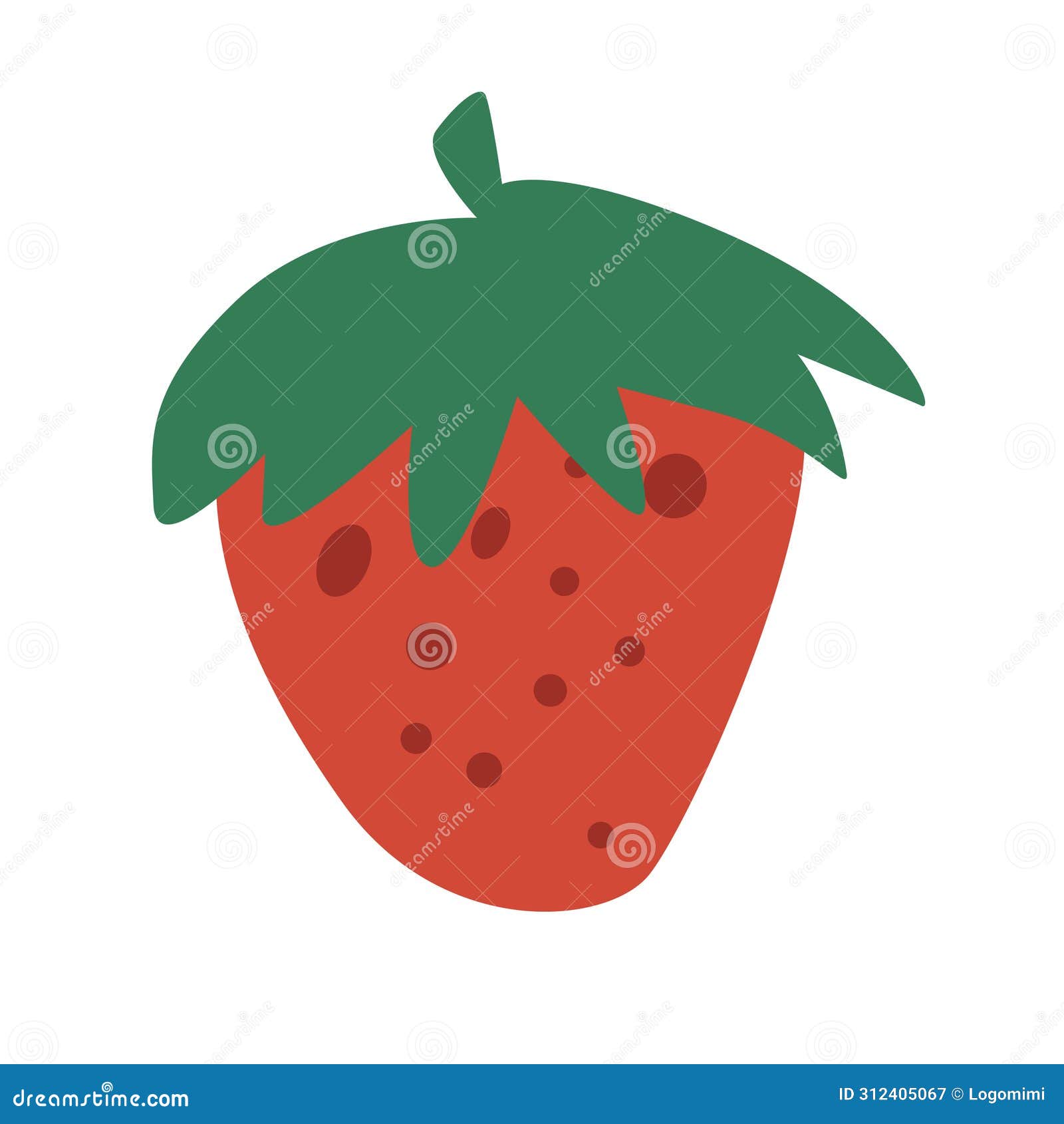 Cute Strawberry Fruit Vector Image, Flat Design Illustration Stock ...