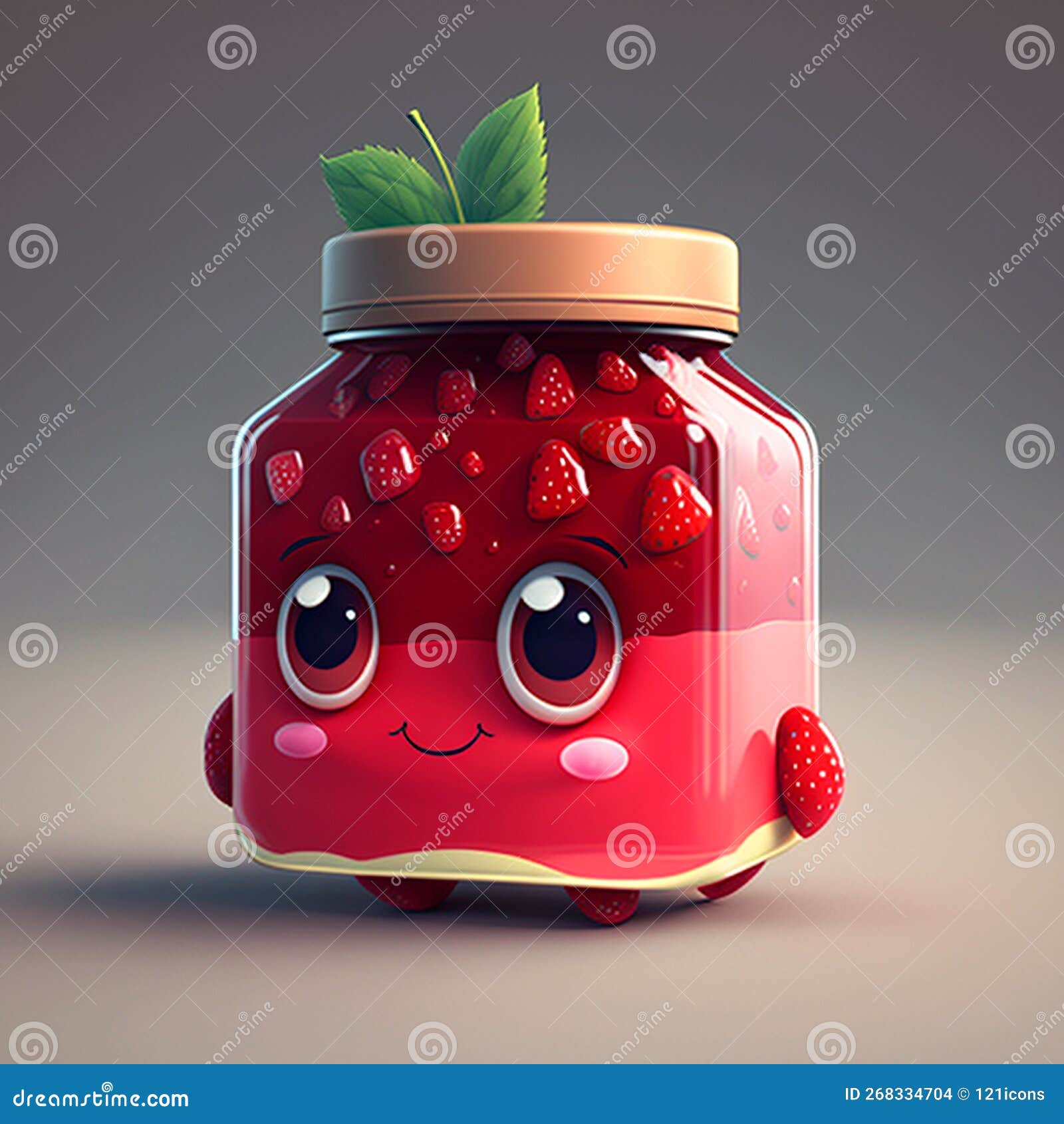 Cute Strawberry Jam Character by Generative AI Stock Illustration ...