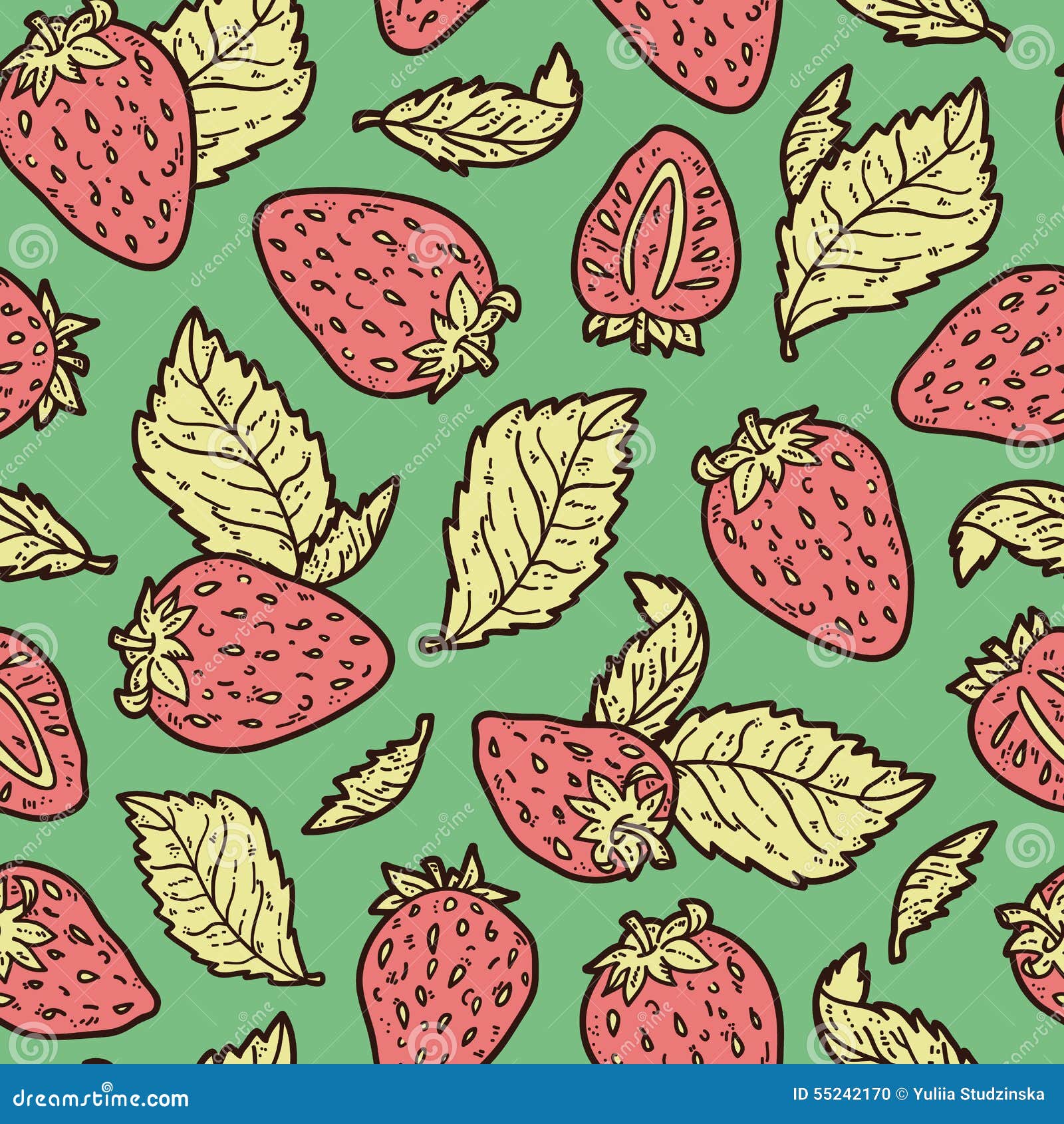 Cute strawberry pattern. stock vector. Illustration of freshness - 55242170