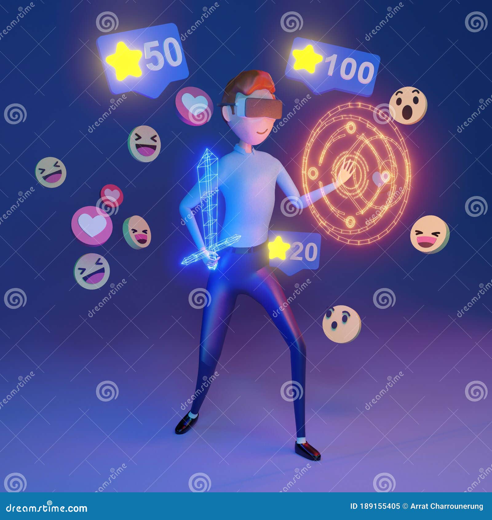 Cute Streamer Using Virtual Reality Glasses and Touching Vr Interface ...