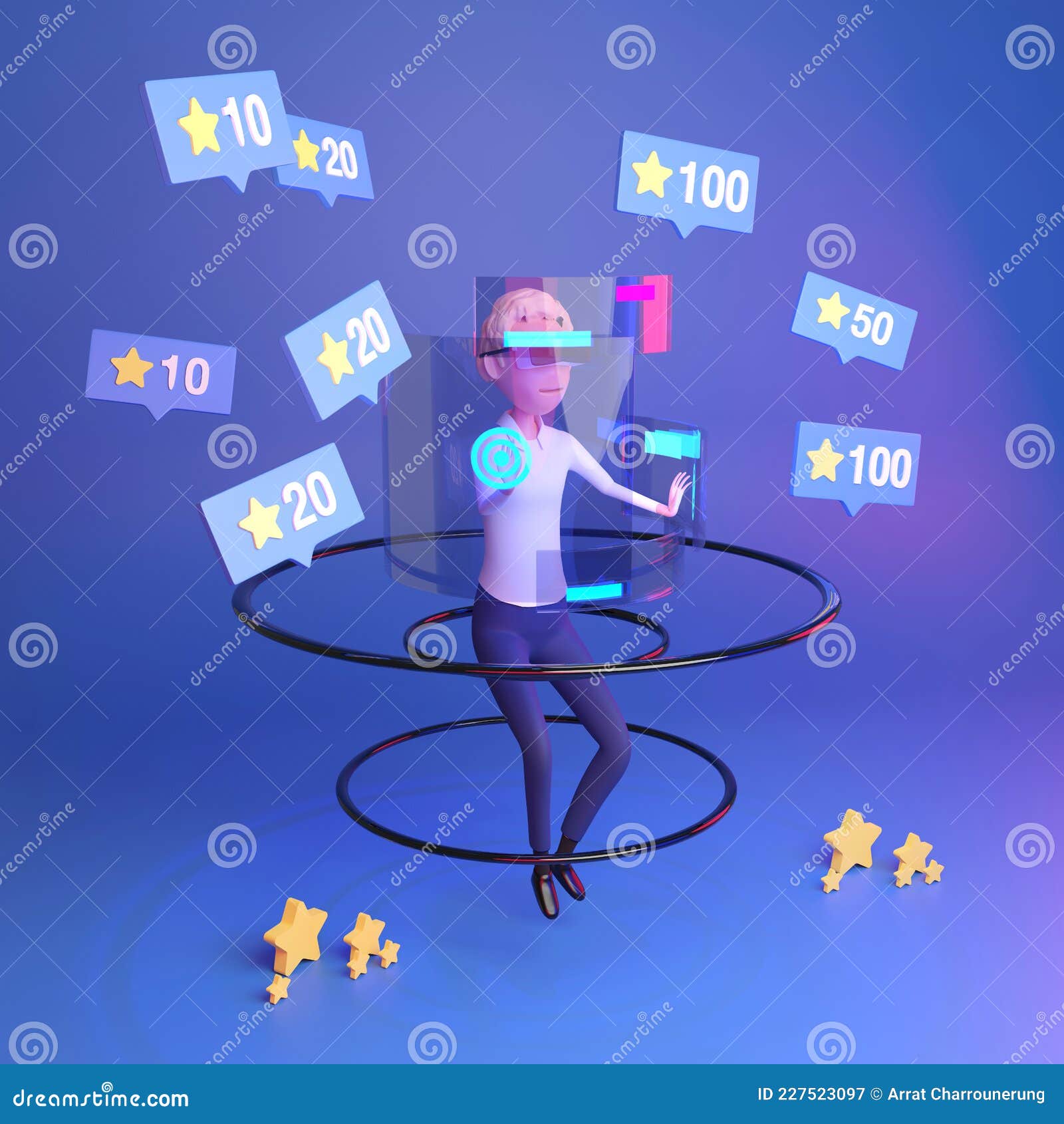 Cute Streamer Using Virtual Reality Glasses and Touching Vr Interface ...