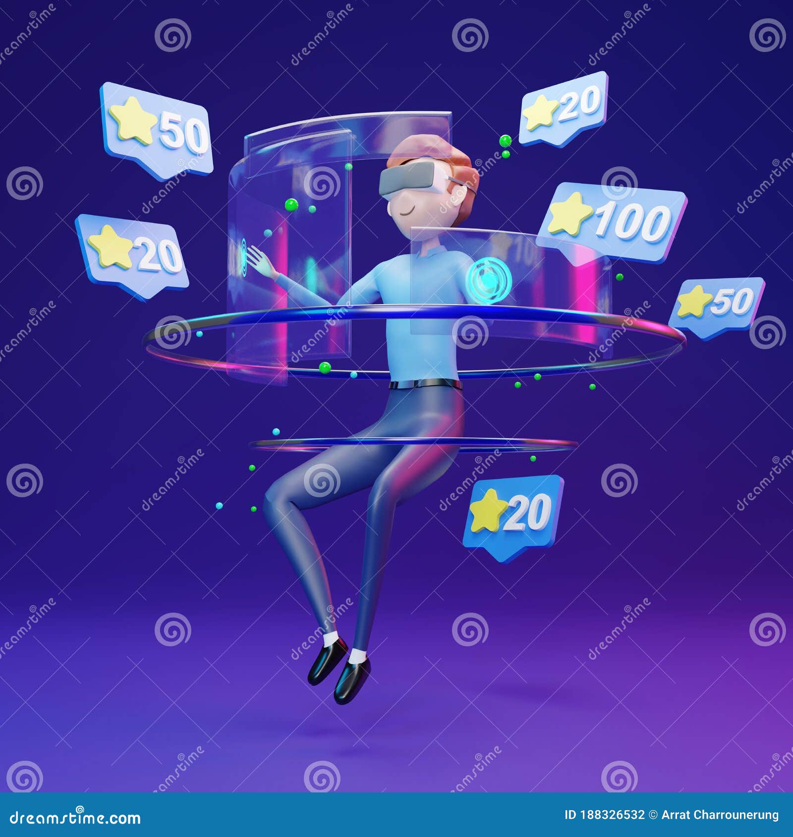 Cute Streamer Using Virtual Reality Glasses and Touching Vr Interface ...