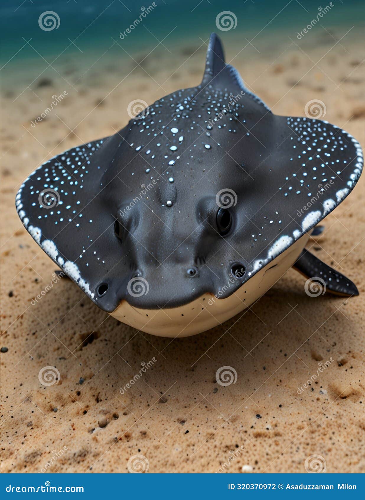 Cute String Ray Under Water in Ocean. Stock Illustration - Illustration ...