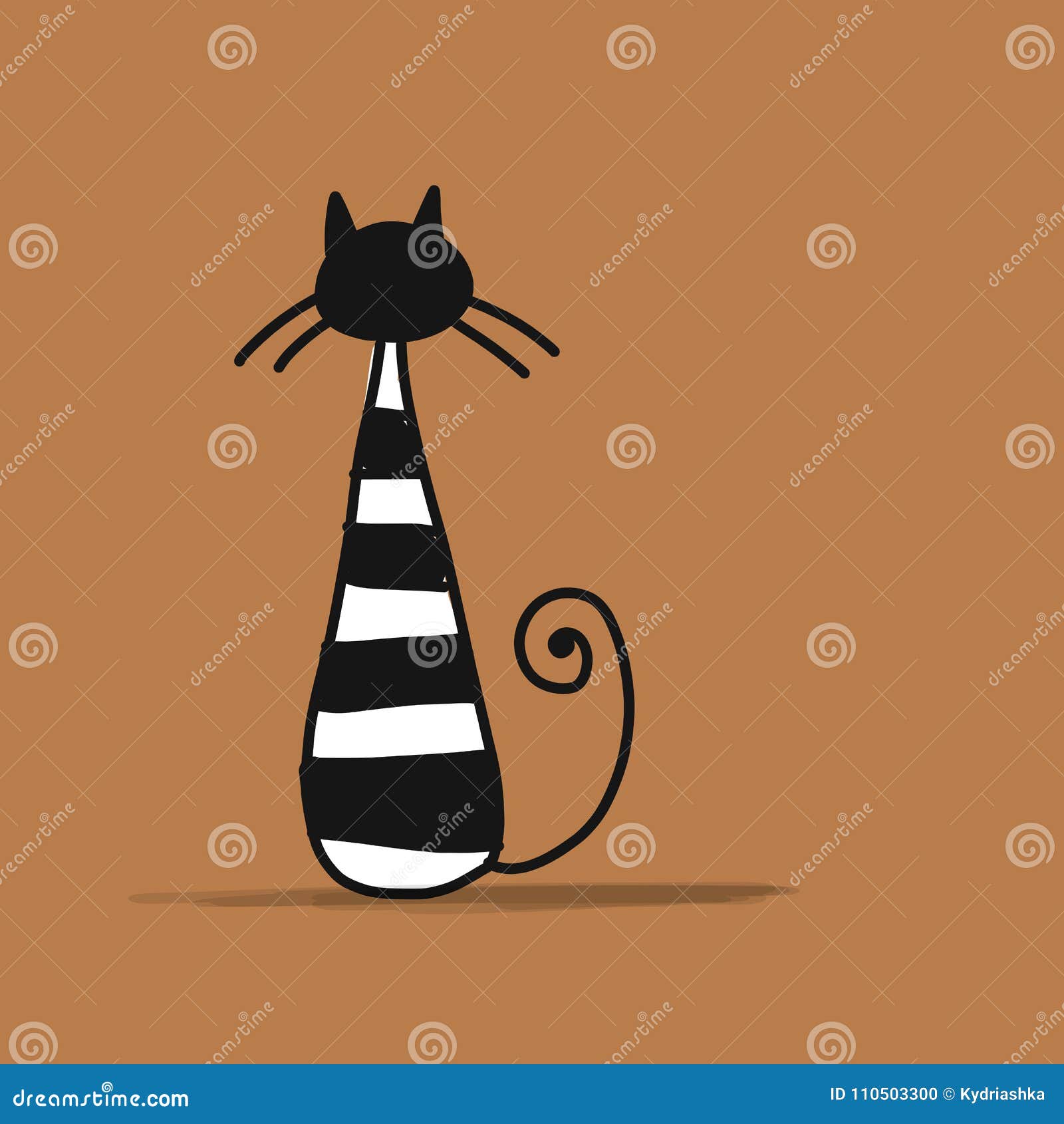 Cute Striped Cat, Sketch for Your Design Stock Vector - Illustration of ...