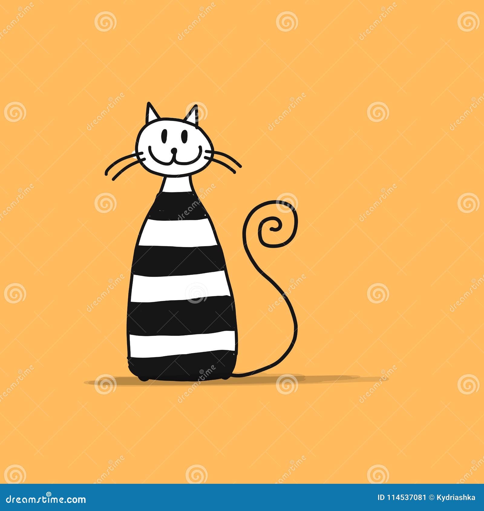 Cute Striped Cat, Sketch for Your Design Stock Vector - Illustration of ...
