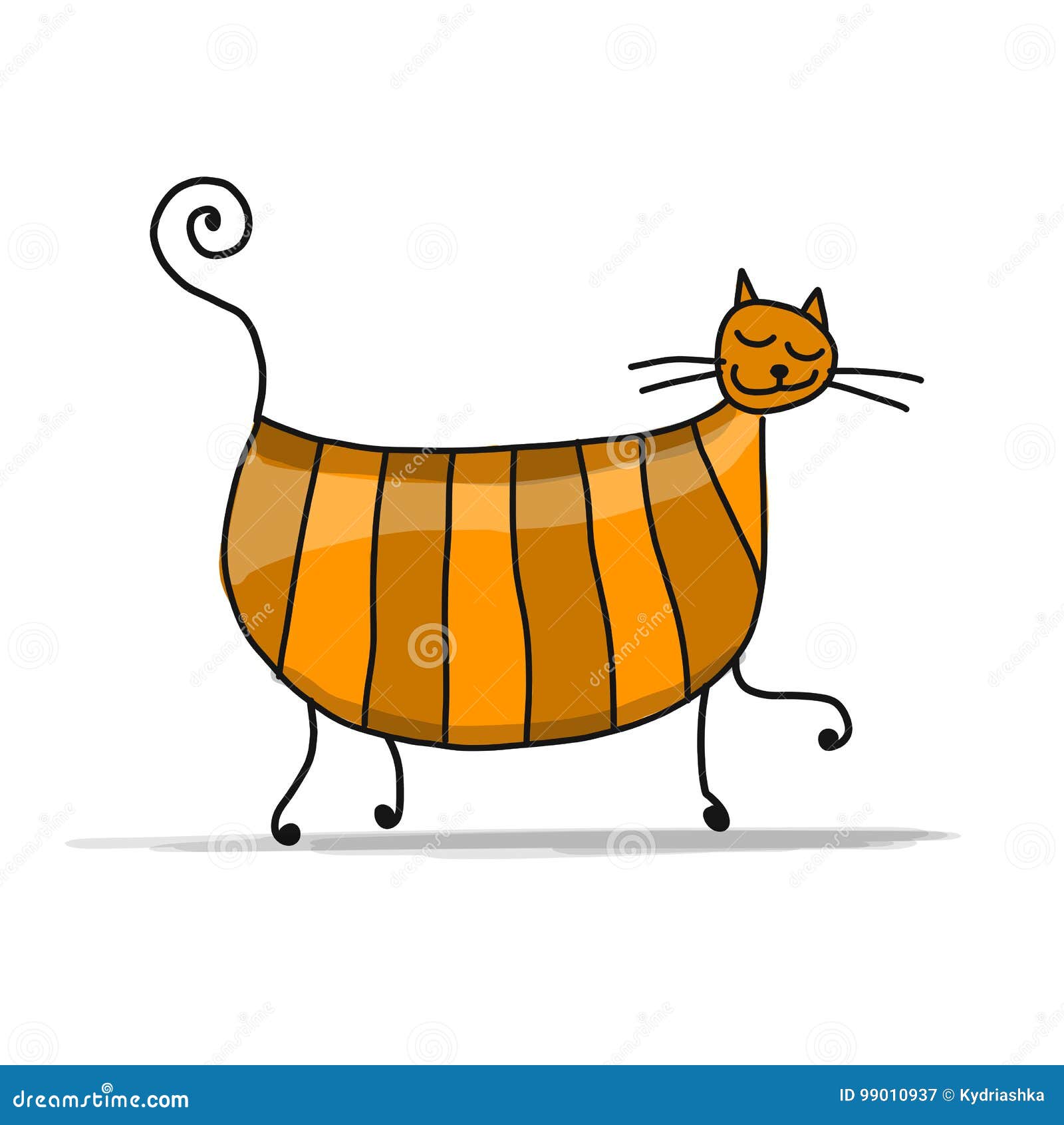 Cute Striped Cat, Sketch for Your Design Stock Vector - Illustration of ...