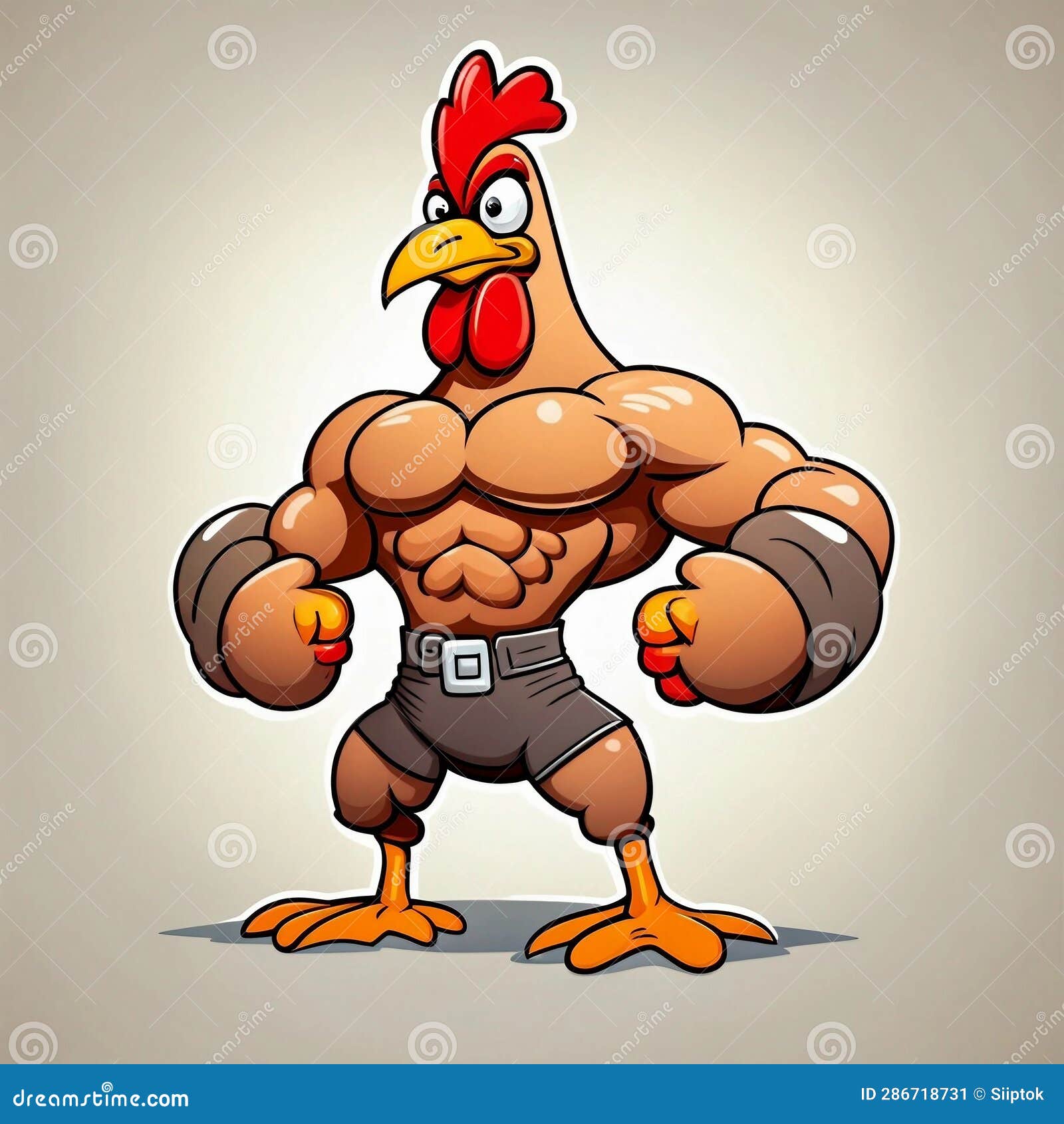 Cute Strong Muscled Rooster Mascot Stock Illustration - Illustration of ...