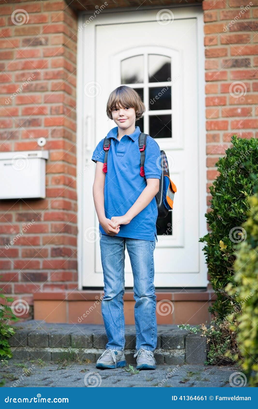 Cute Student Boy on His Way To First Day at School Stock Image - Image ...