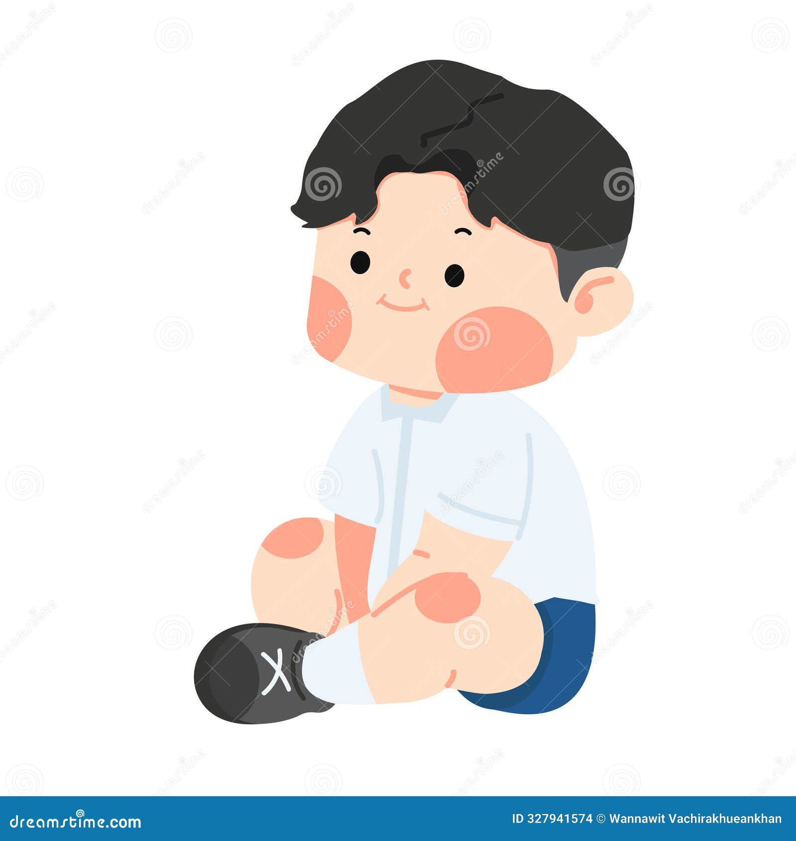 Cute Student Boy Sitting on the Floor Stock Vector - Illustration of ...