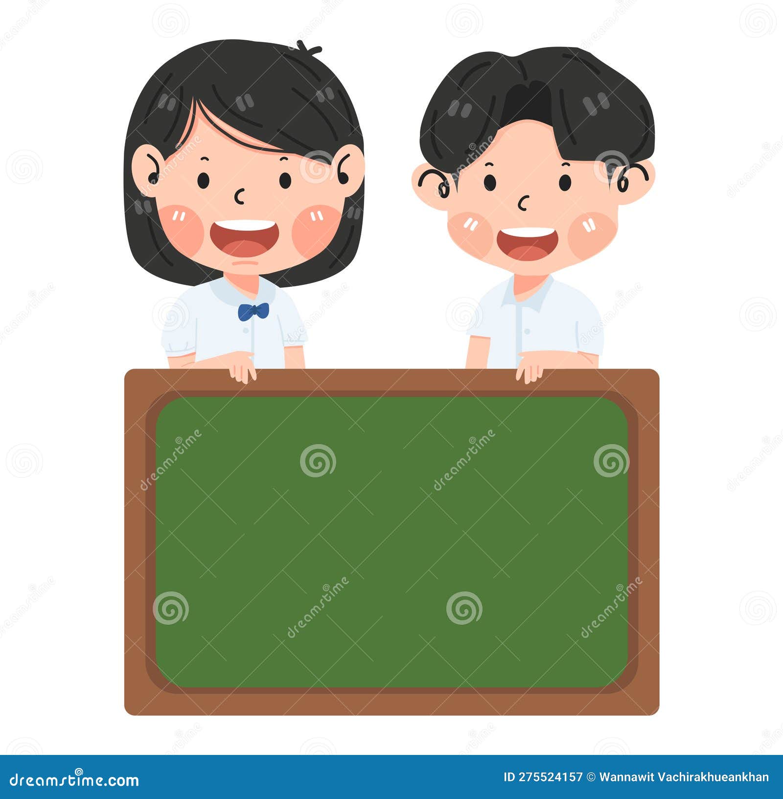 Cute Student Children Holding Schoolboard Stock Vector - Illustration ...