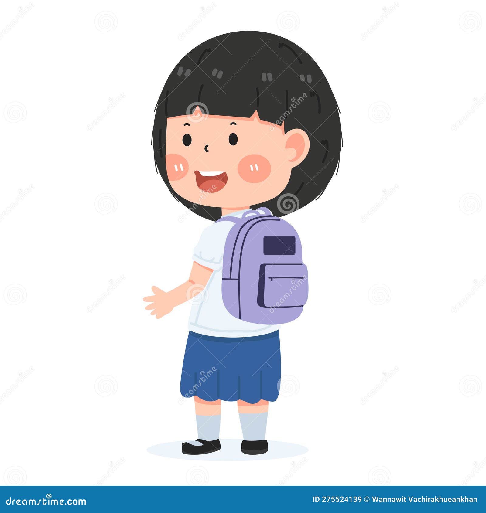 Cute Student Girl with a Backpack Stock Vector - Illustration of woman ...