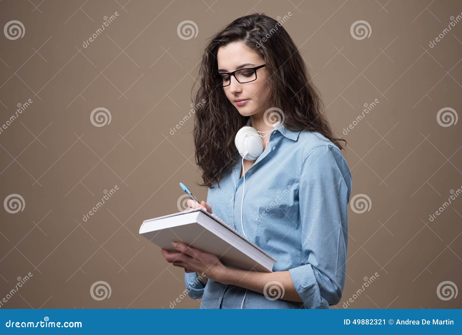 Cute Student Girl Taking Notes Stock Image - Image of portrait, pretty ...