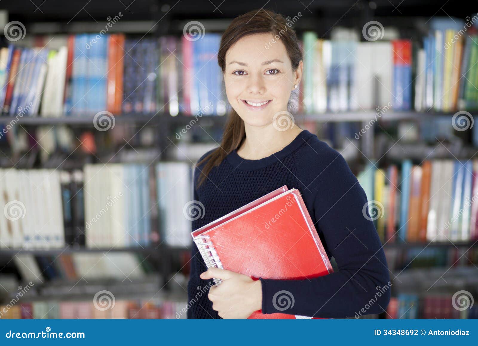 Cute Student at the Library Stock Photo - Image of beautiful ...