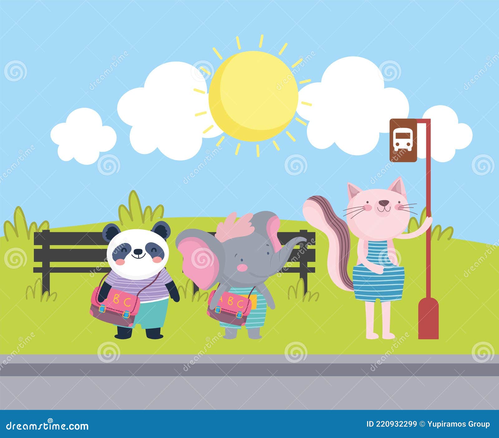 Cute students animals stock vector. Illustration of adorable - 220932299